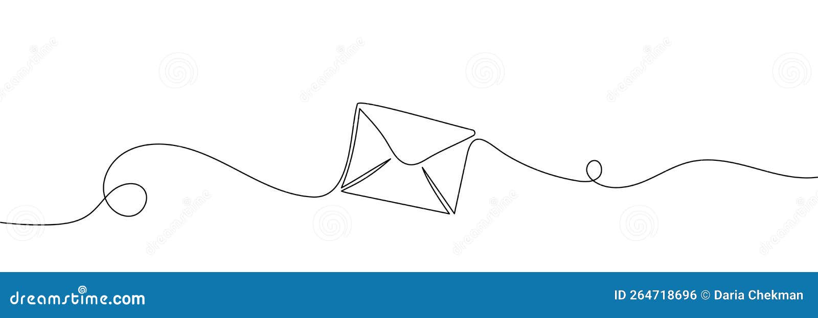 Paper Envelope Drawn in One Line on a White Background Stock Vector ...