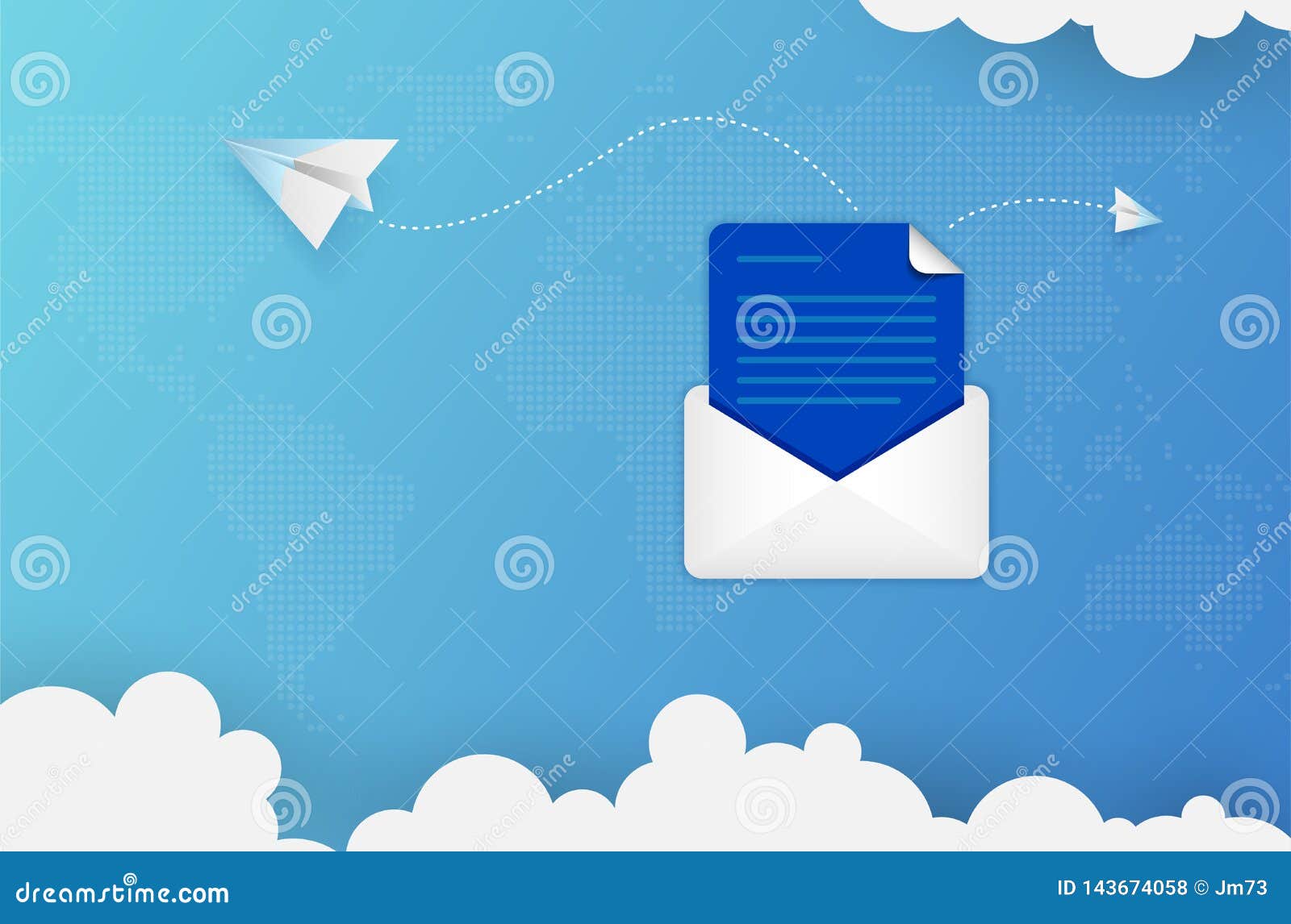 Paper Envelope and Flying Paper Planes - Email Concept Stock Vector ...