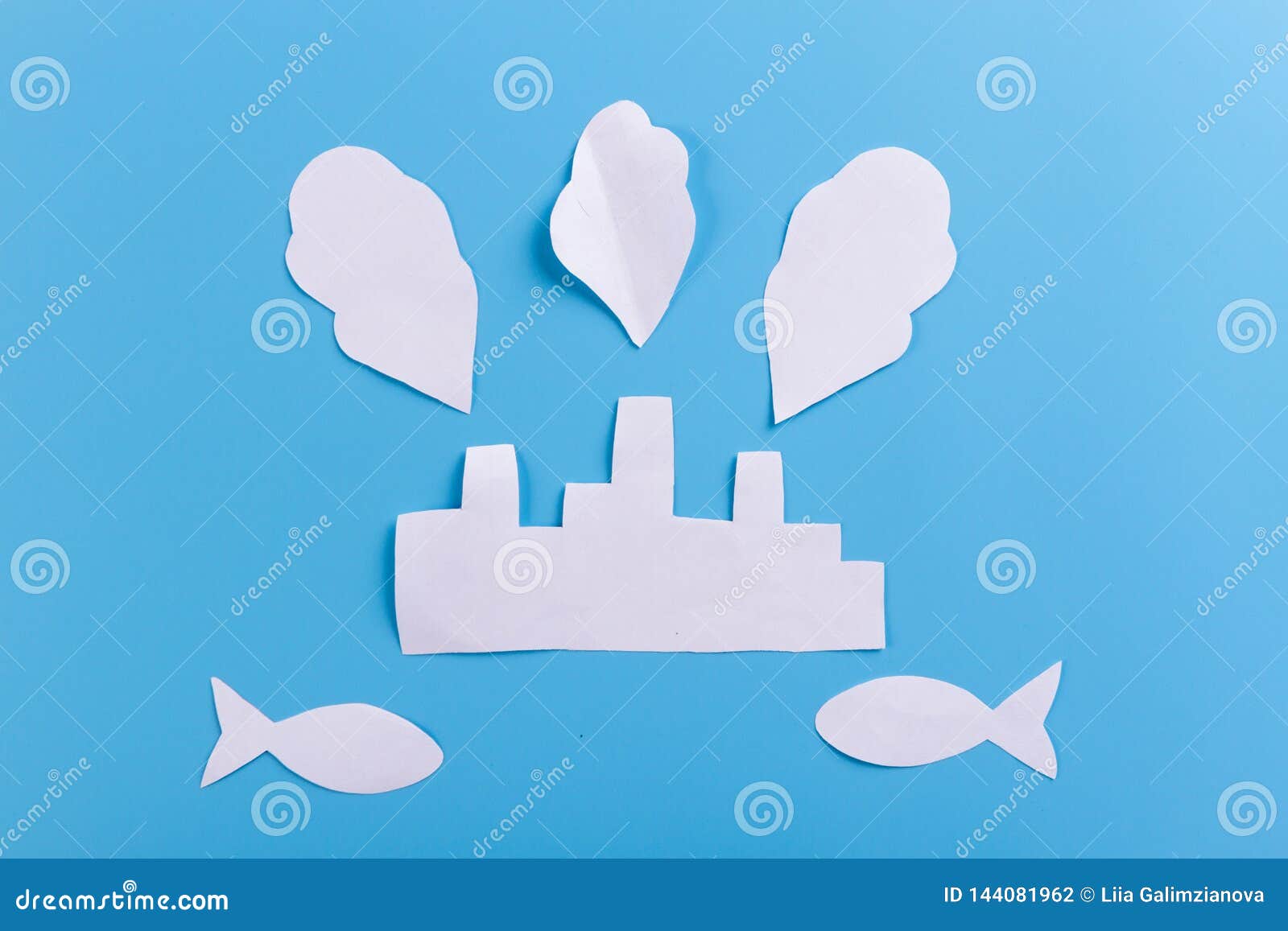 Paper Factory on Blue Background Stock Photo - Image of dark, chimney ...