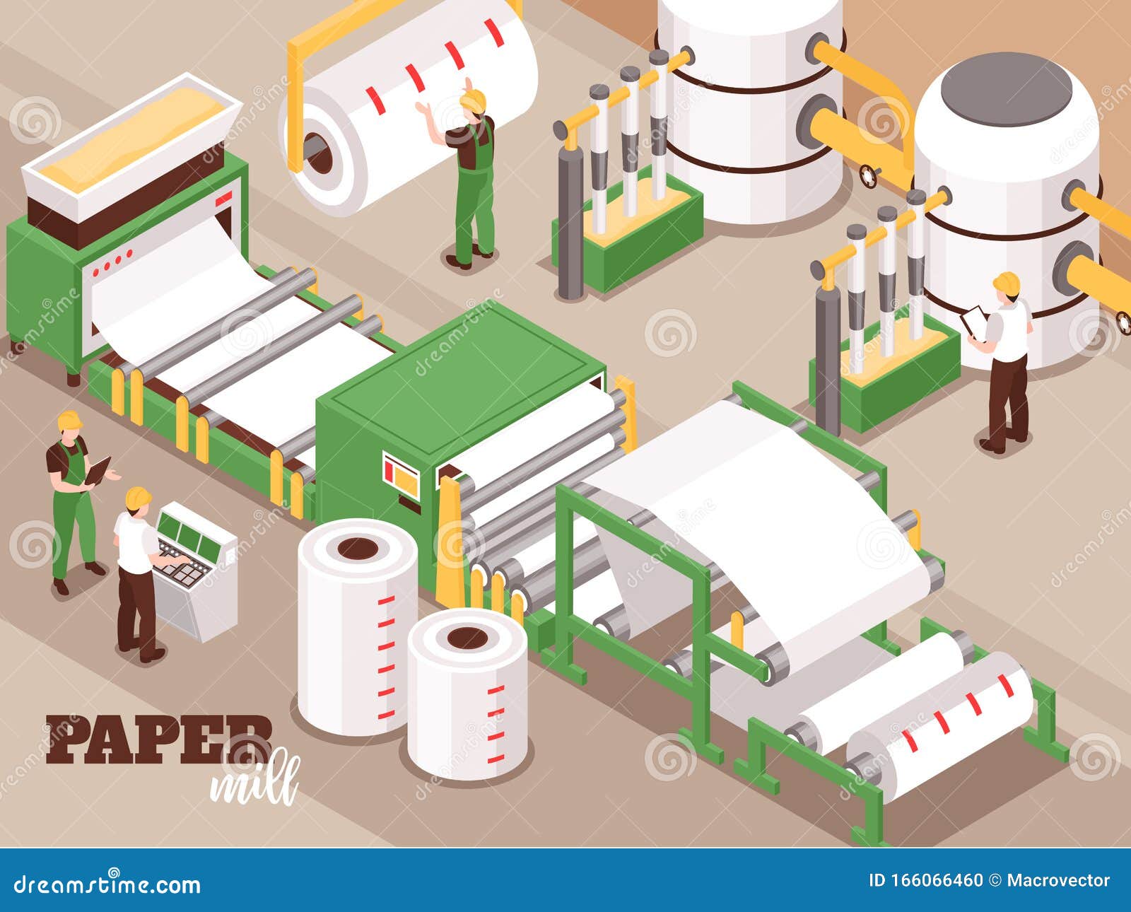 Paper Factory Isometric Composition Stock Vector - Illustration of ...