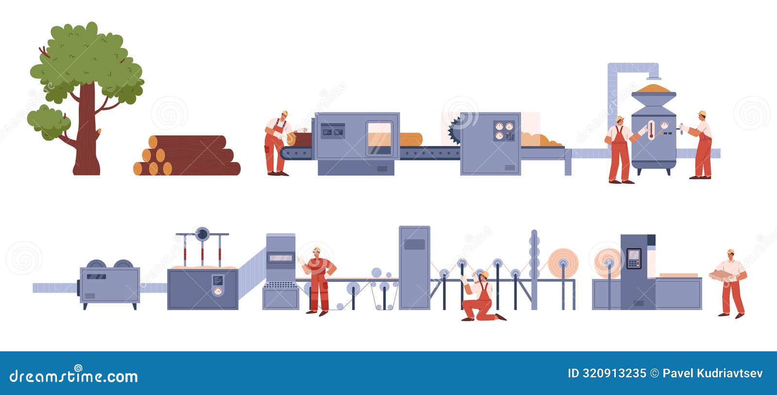 Paper Factory Vector Scene on Isolated Background. Stock Vector ...