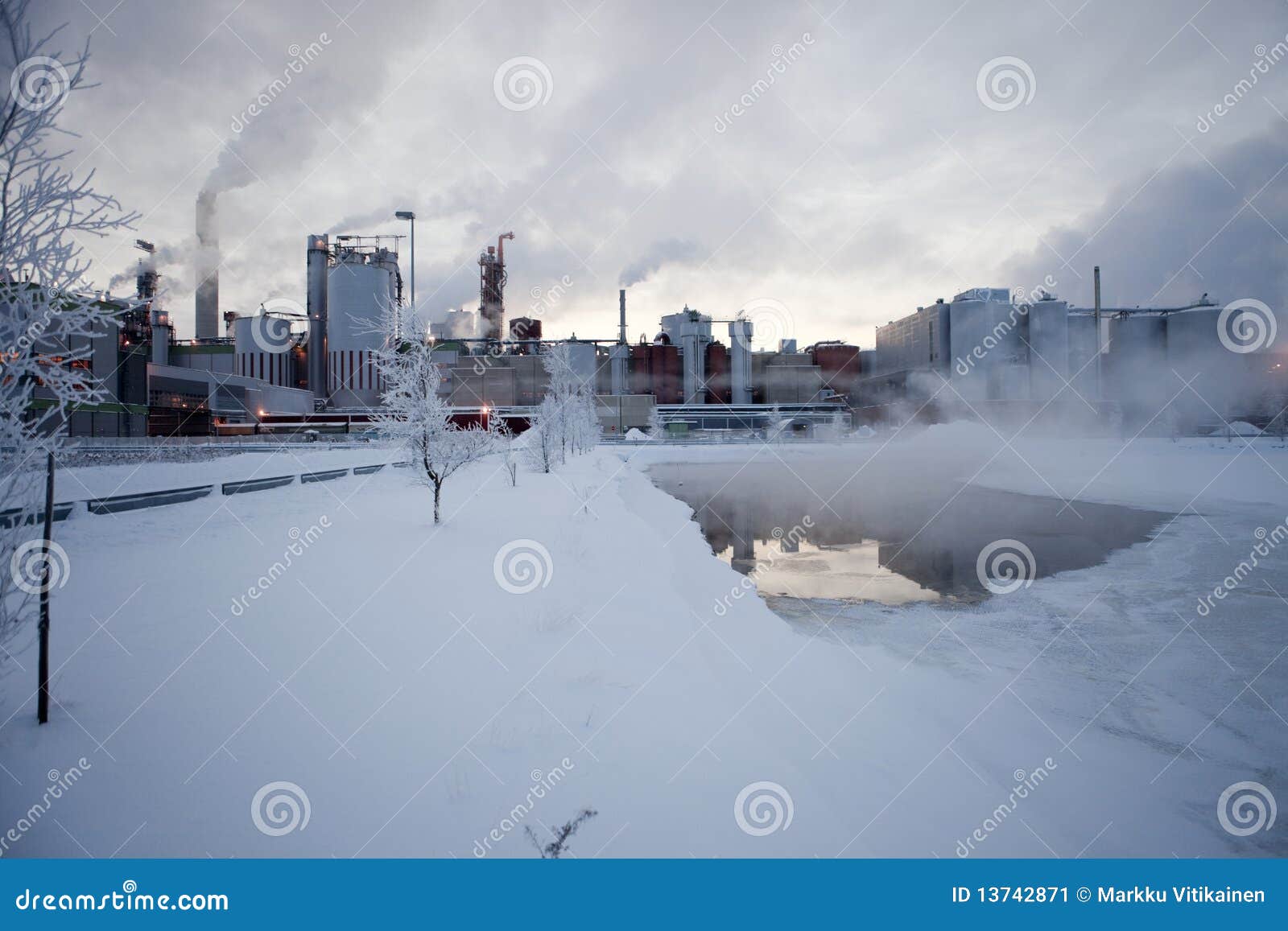 Paper Factory in Winter stock image. Image of factory - 13742871