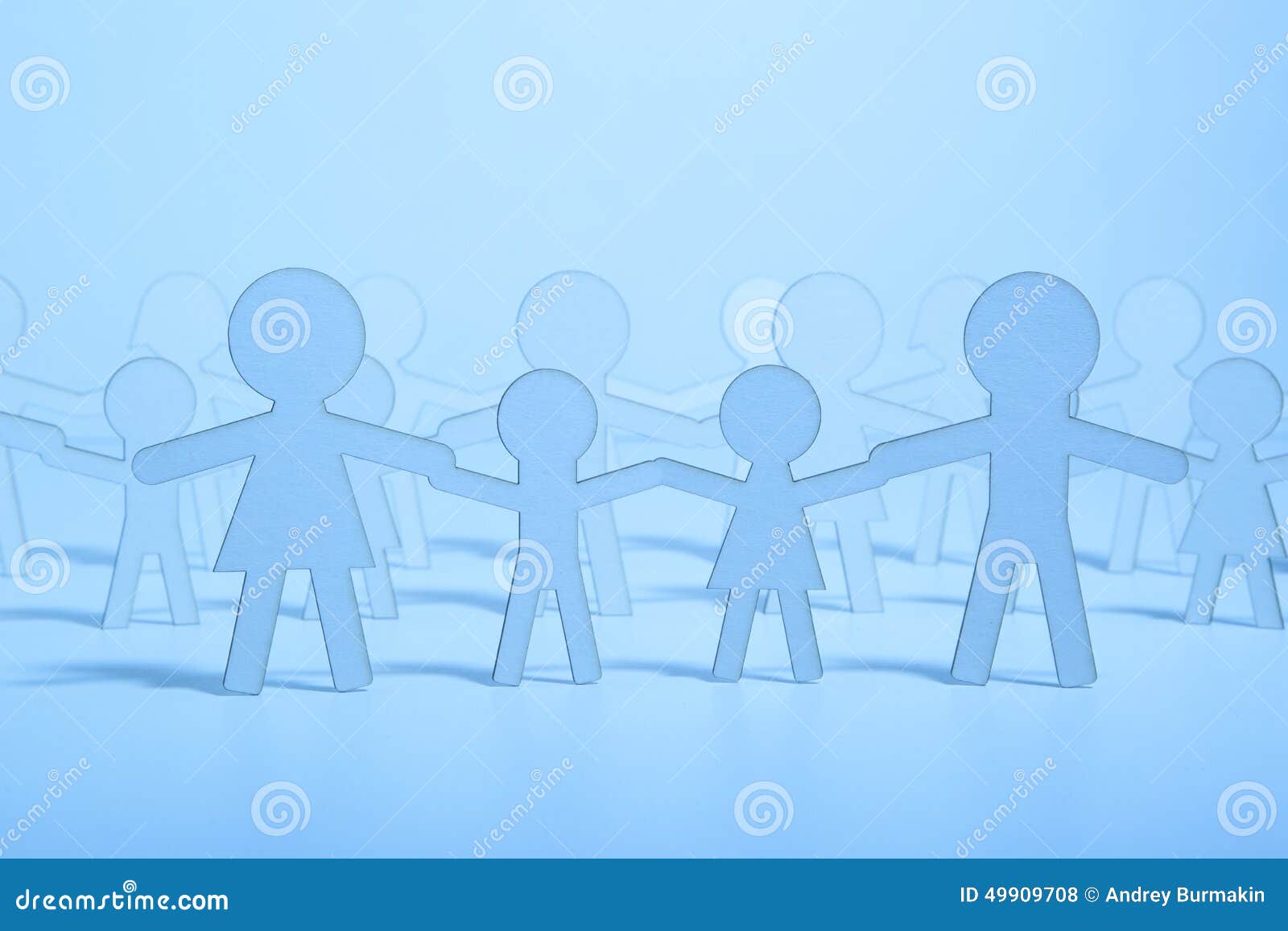 Paper Family on Blue Background Stock Photo - Image of protection ...