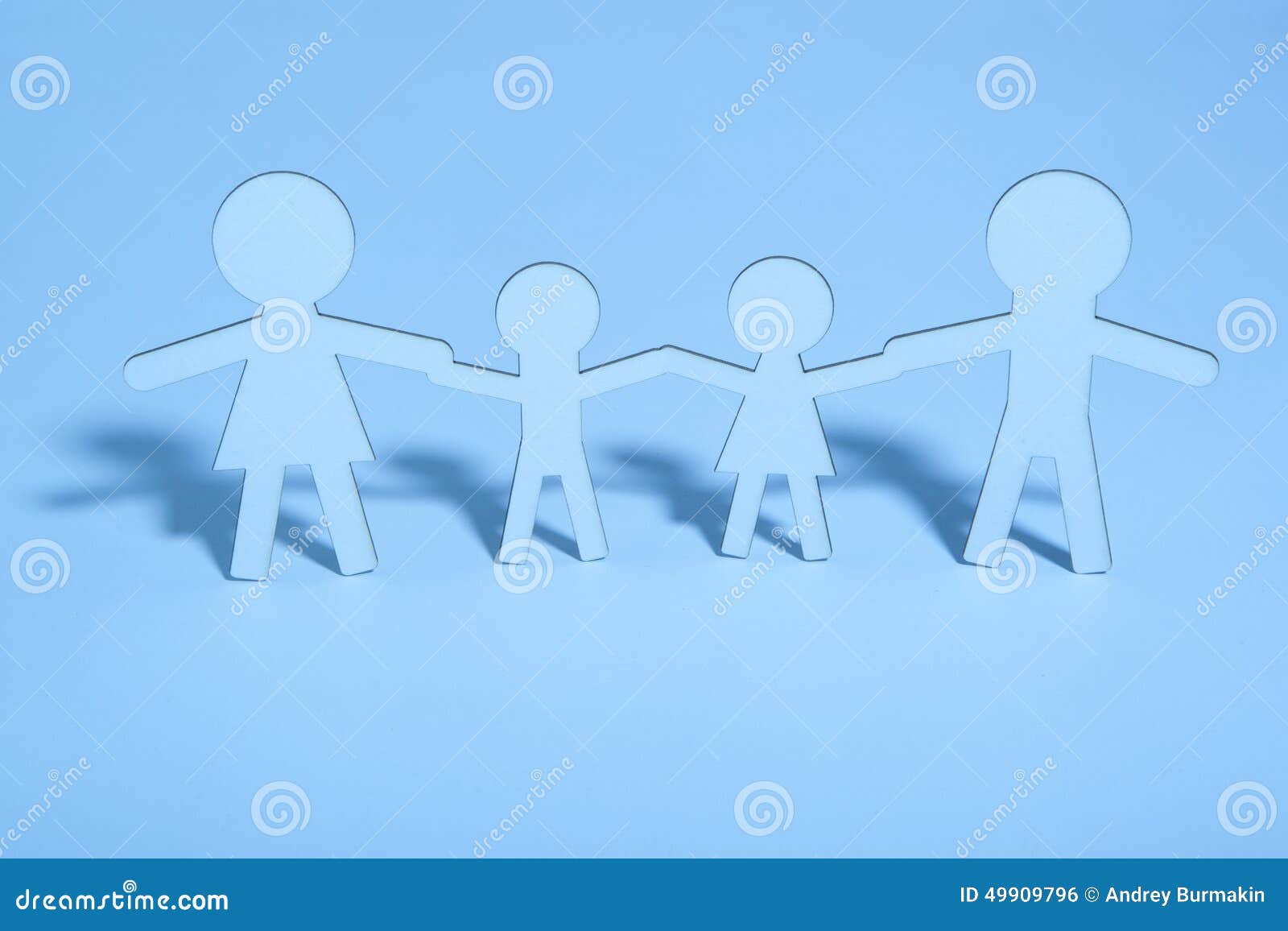 Paper Family on Blue Background Stock Photo - Image of paper ...
