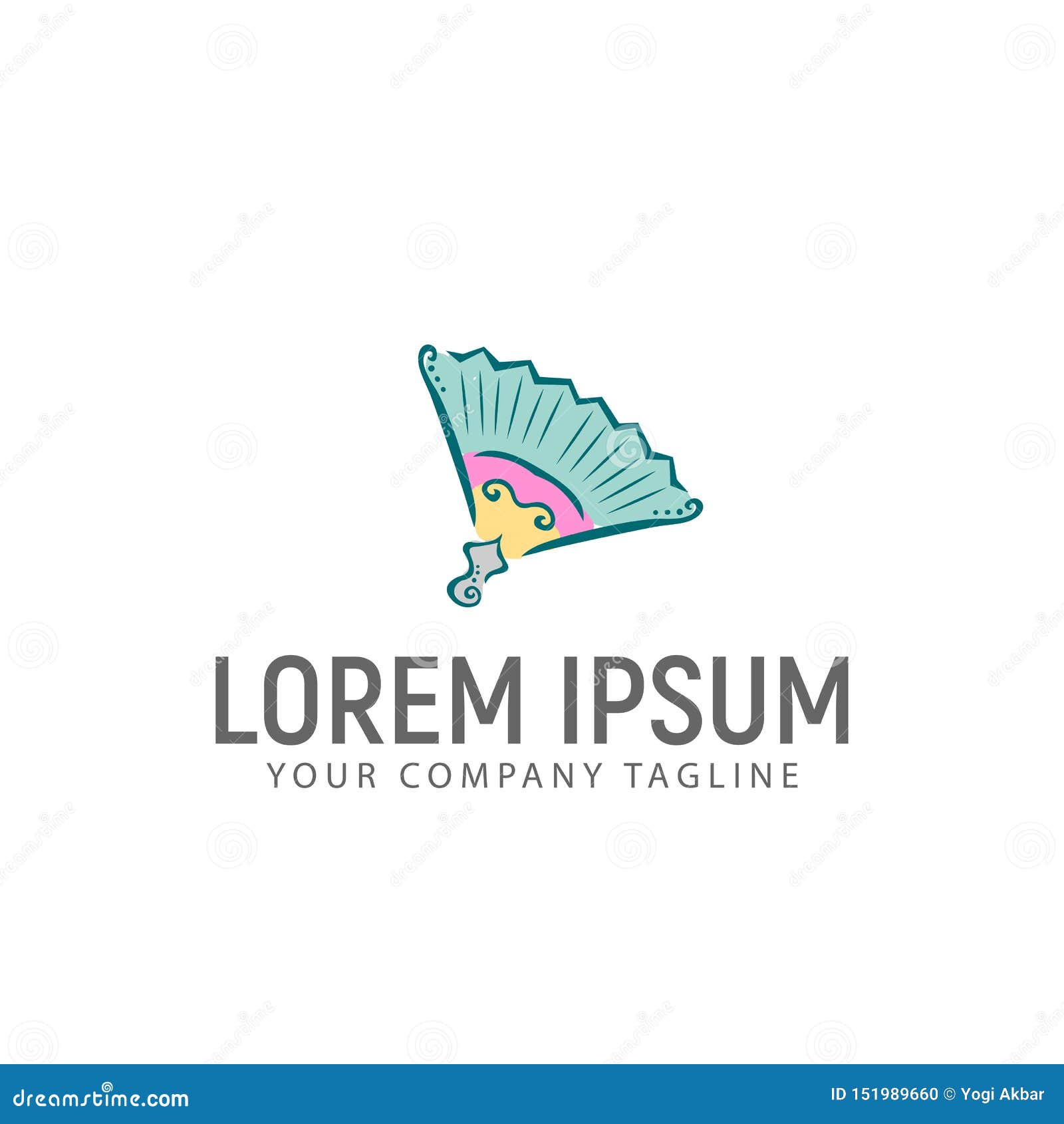 Paper Fan Hand Drawn Logo Design Concept Template Stock Vector ...