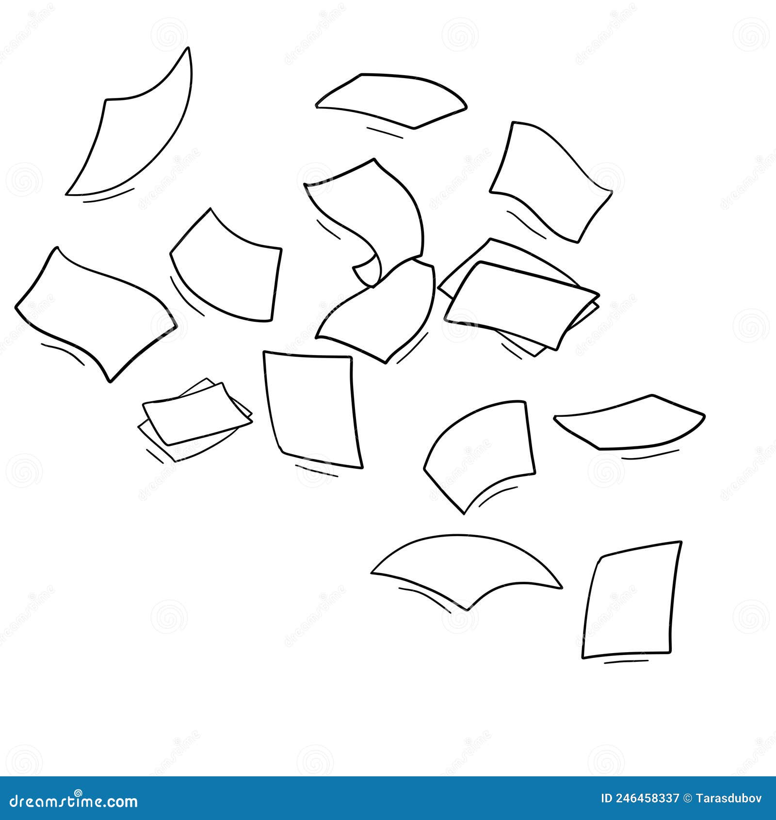 Paper Files of Documents Fall Down. Flying Sheets. Blank Sheet Stock ...