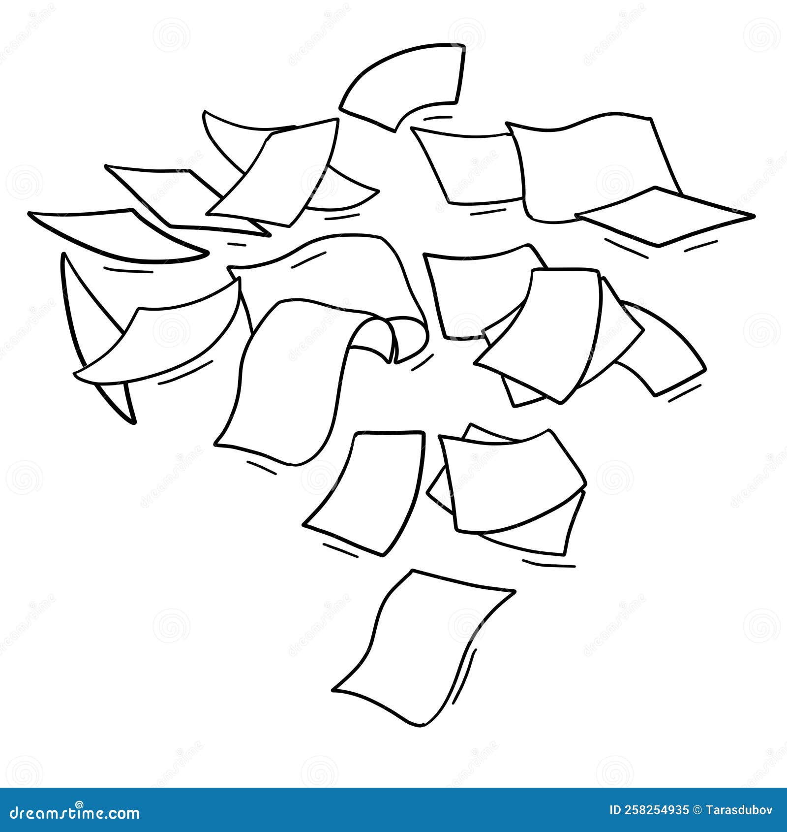 Paper Files of Documents Fall Down. Flying Sheets. Blank Sheet Stock ...