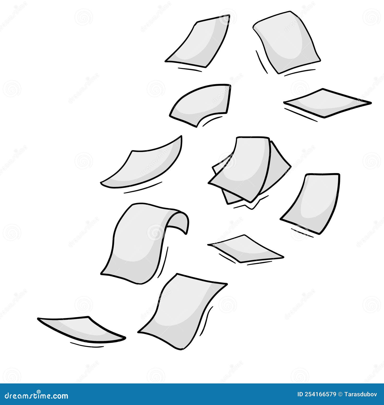 Paper Files of Documents Fall Down. Flying Sheets. Blank Sheet Stock ...