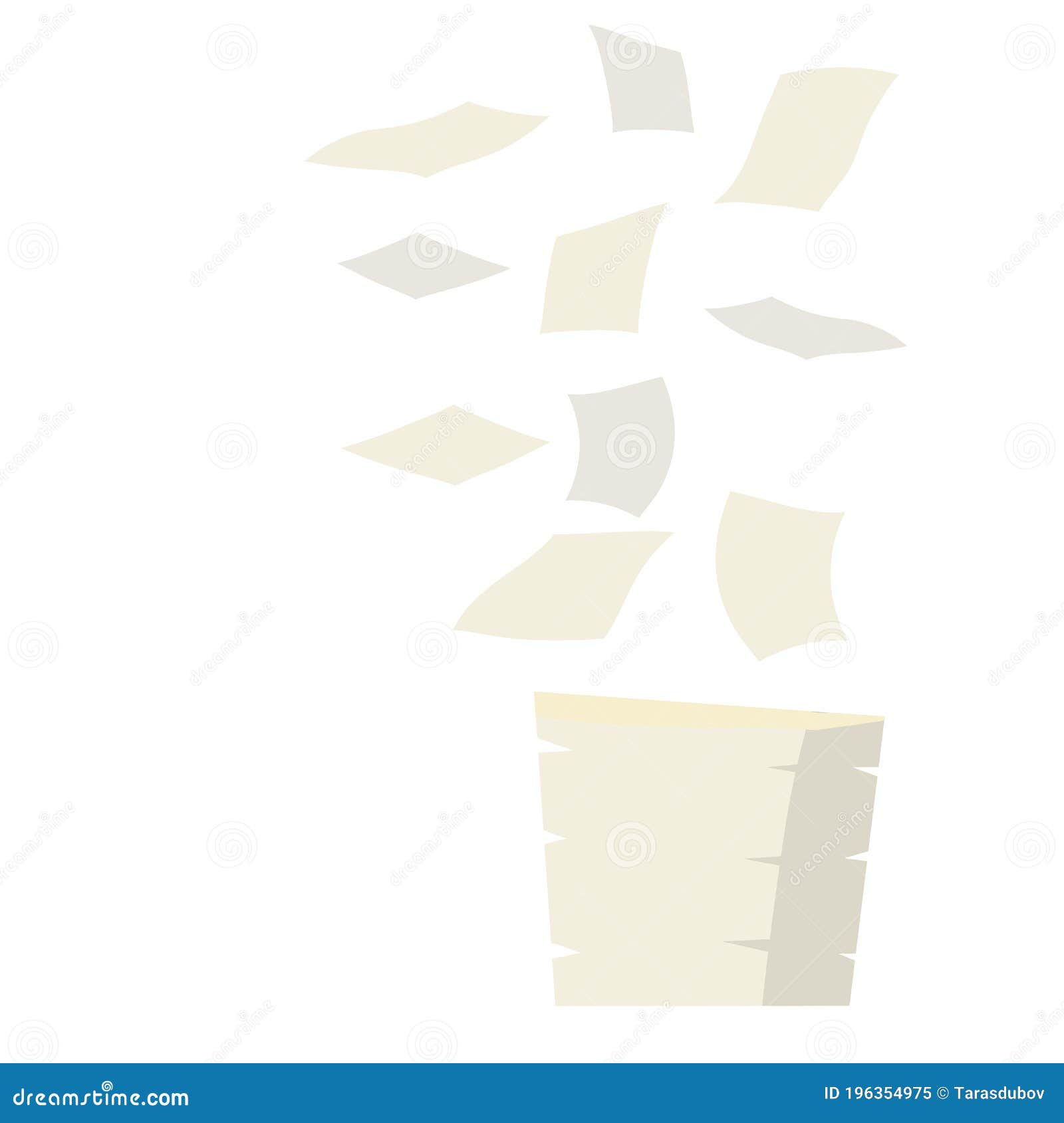 Paper Files Fall Down. Blank Sheet. White Trash Stock Vector ...