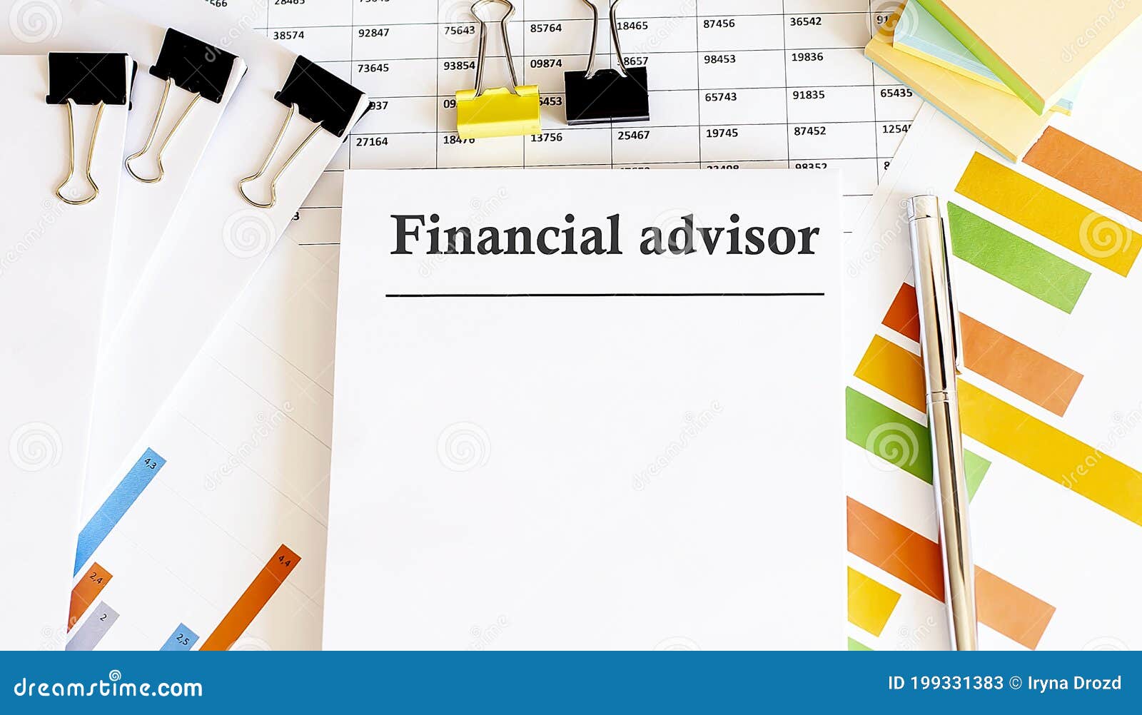 Paper with FINANCIAL ADVISOR on a Table with Chart Stock Image - Image ...