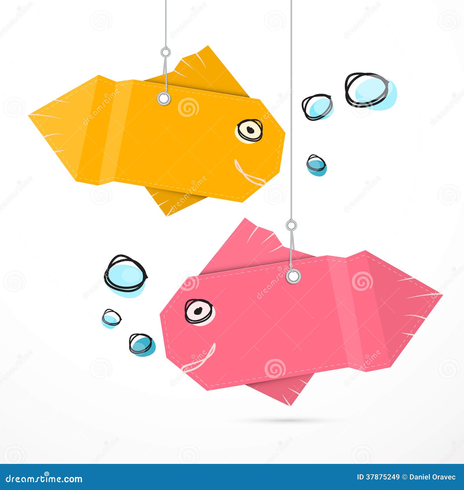 Paper Fish Hang on Strings stock vector. Illustration of object - 37875249