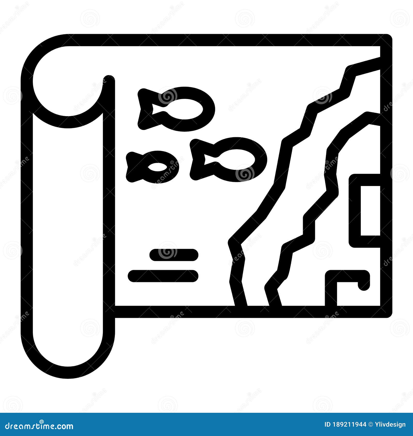 Paper Fish Map Icon, Outline Style Stock Vector - Illustration of ...