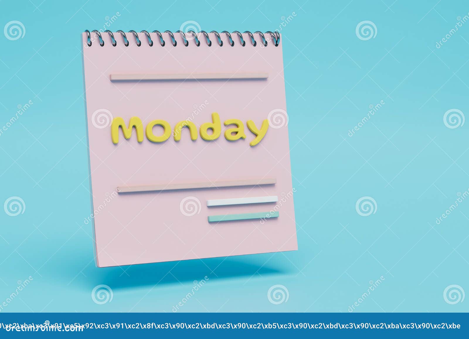 A Paper Flip Calendar with Monday Written on a Blue Background. 3D ...