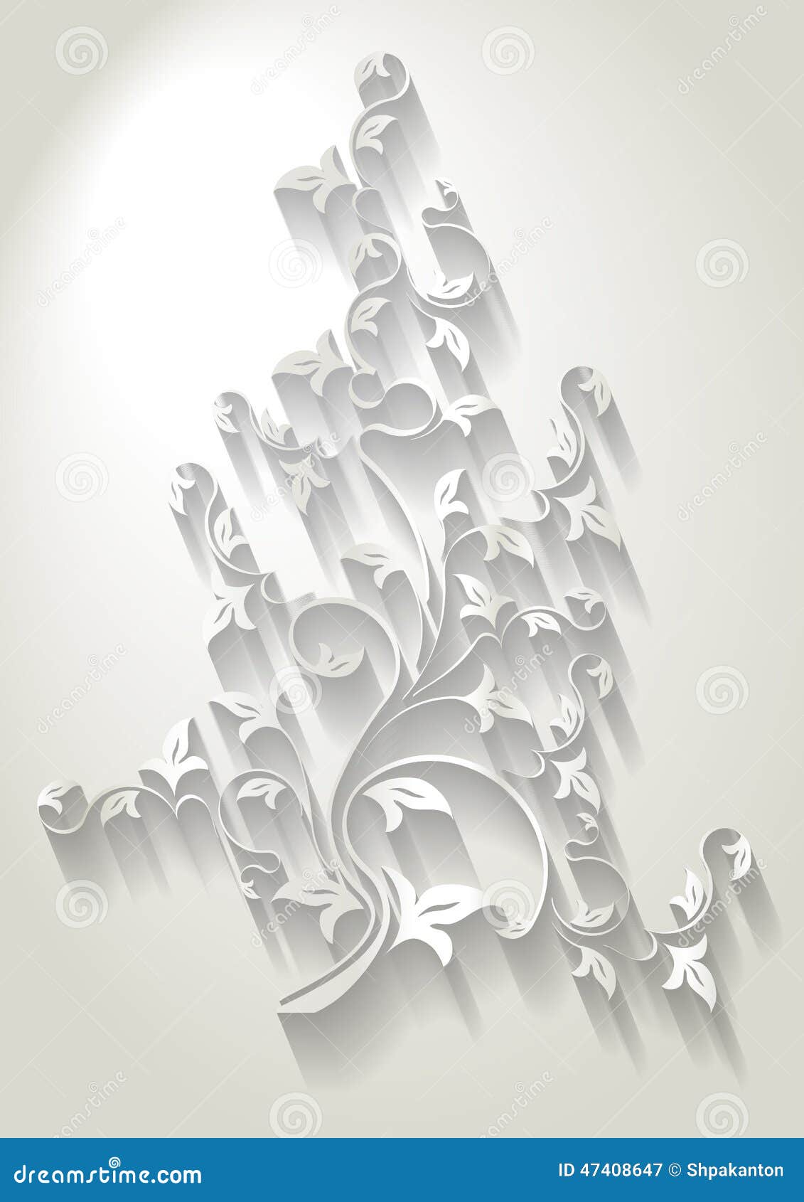 Paper Floral Branch in Cut of Paper Style. Stock Vector - Illustration ...