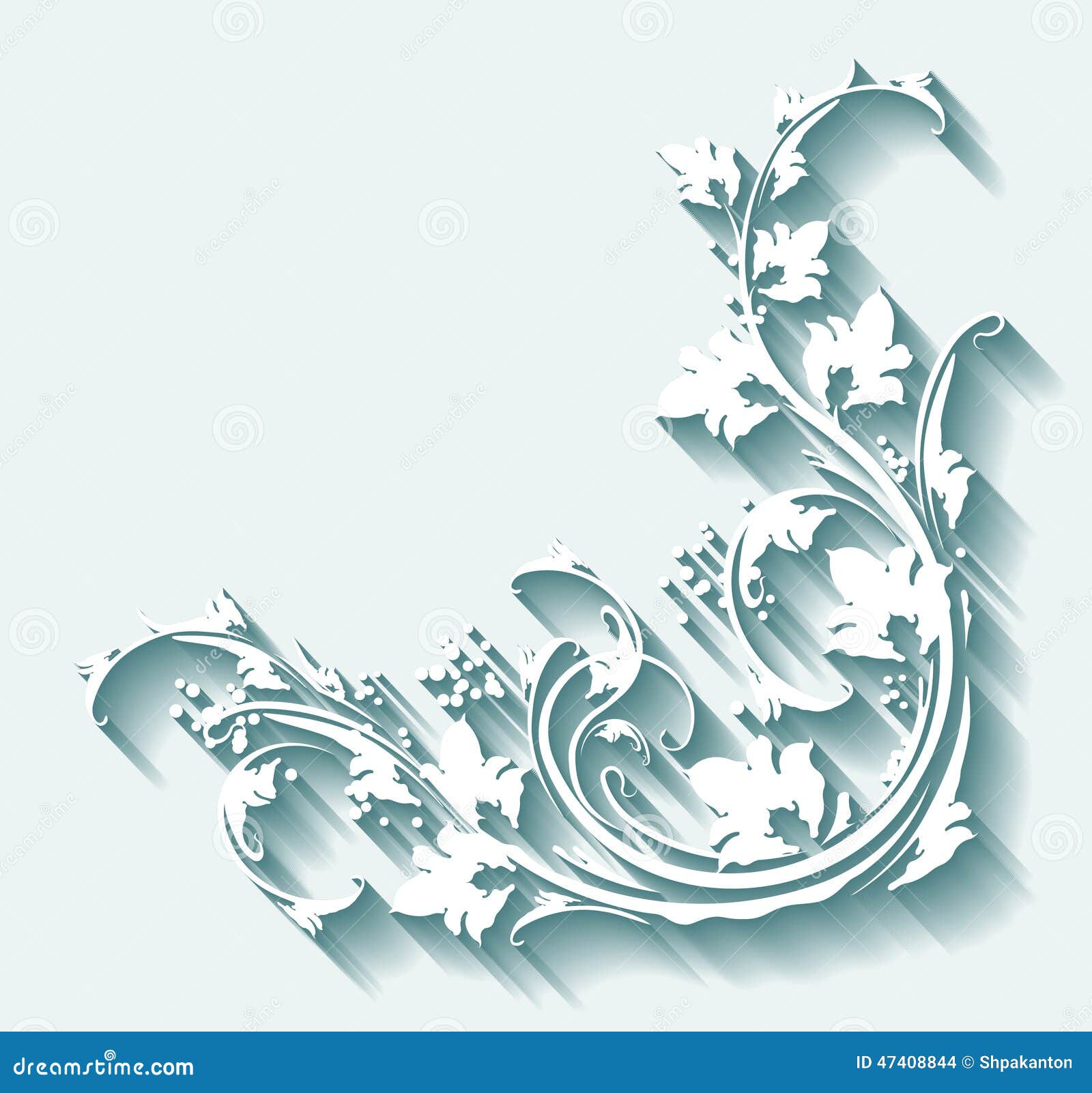 Paper Floral Corner in Cut of Paper Style. Stock Vector - Illustration ...