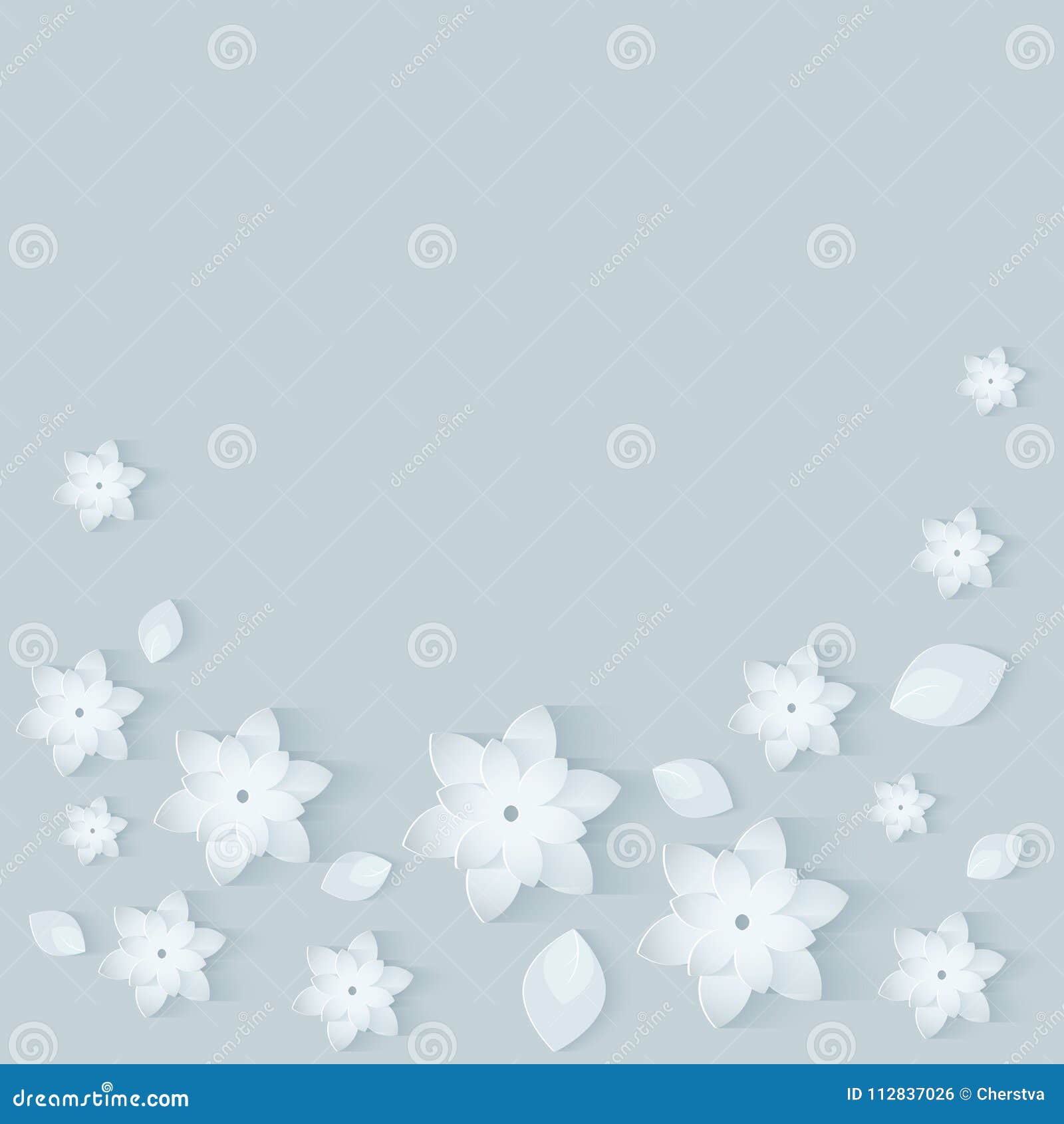 Paper Flower Background. Vector Illustration on Light Gray Blue. Stock ...