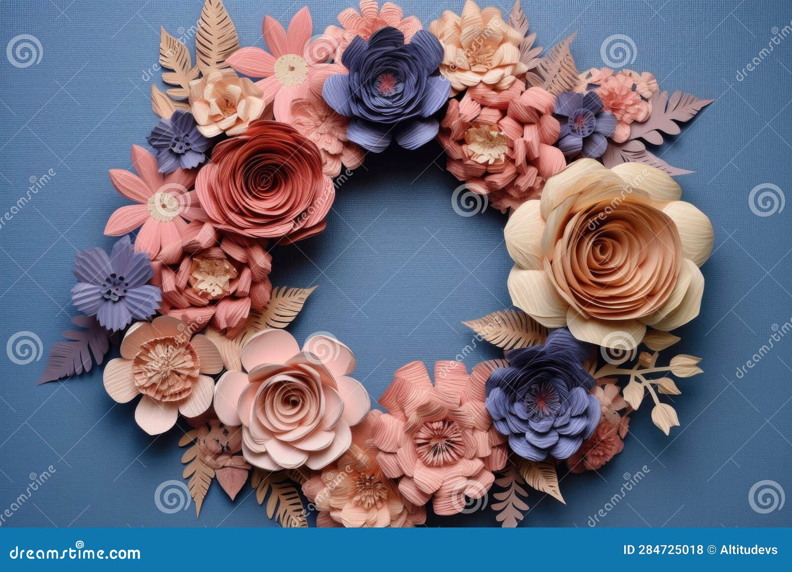 Paper Flower Wreath with Intricate Details and Patterns Stock ...
