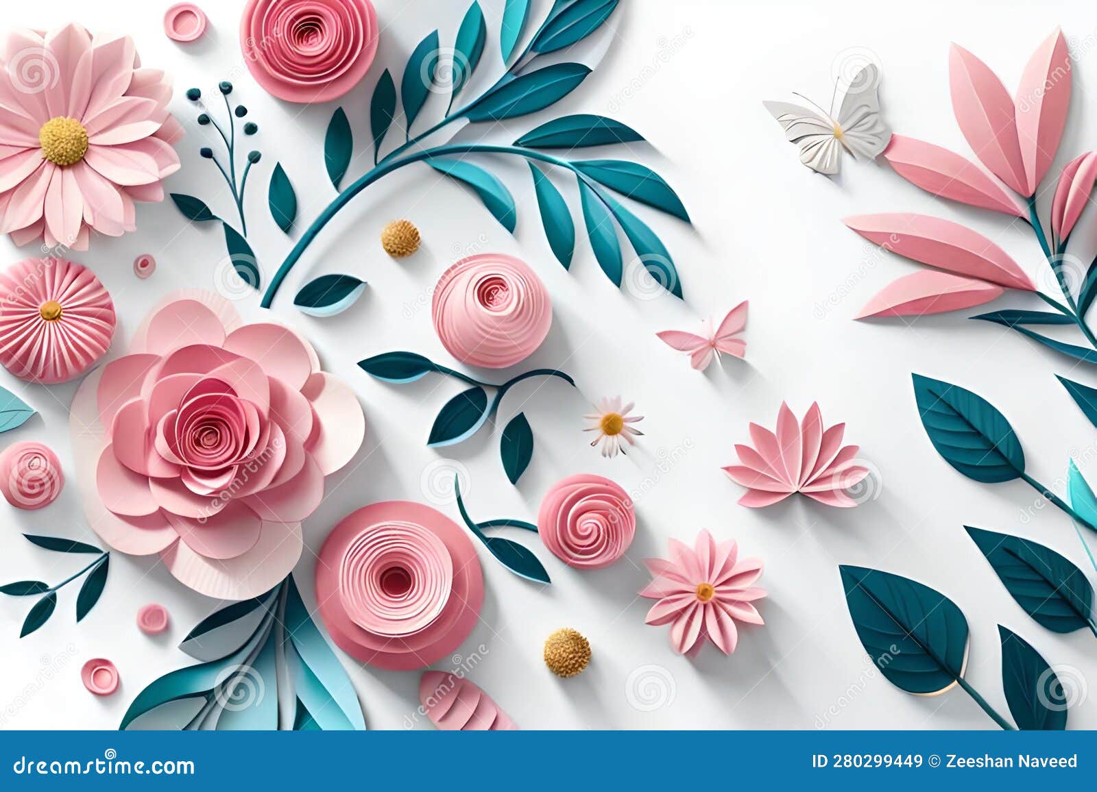 Paper flowers pattern. stock illustration. Illustration of pattern ...