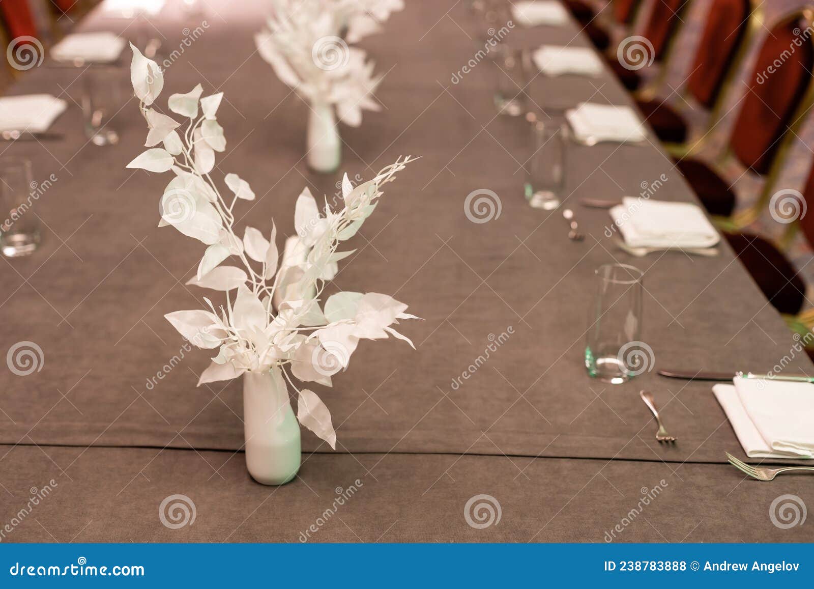 Paper Flowers on a Set Table Stock Photo - Image of serving, utensil ...