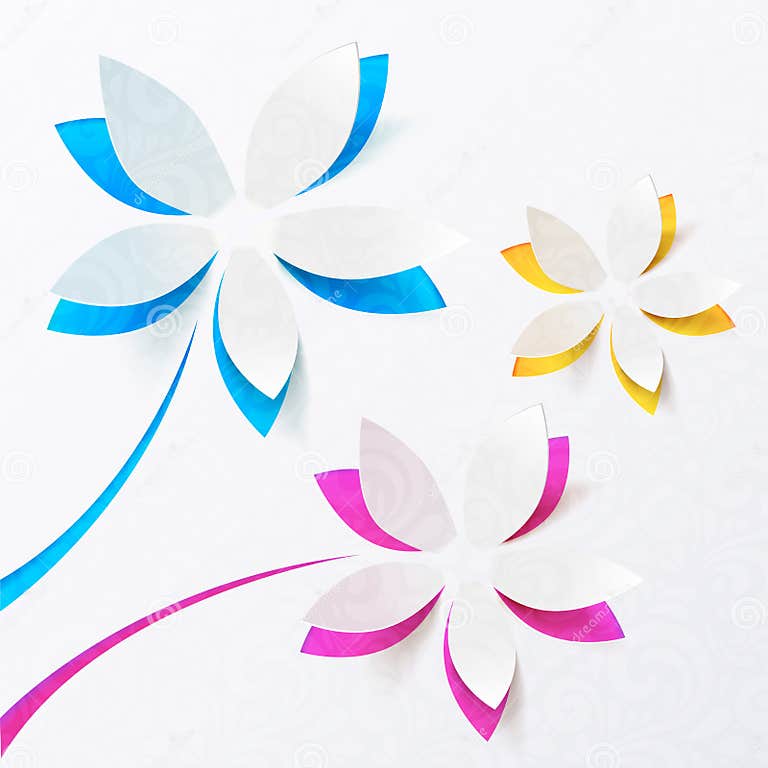 Paper Flowers Vector Greeting Card Template Stock Vector - Illustration ...