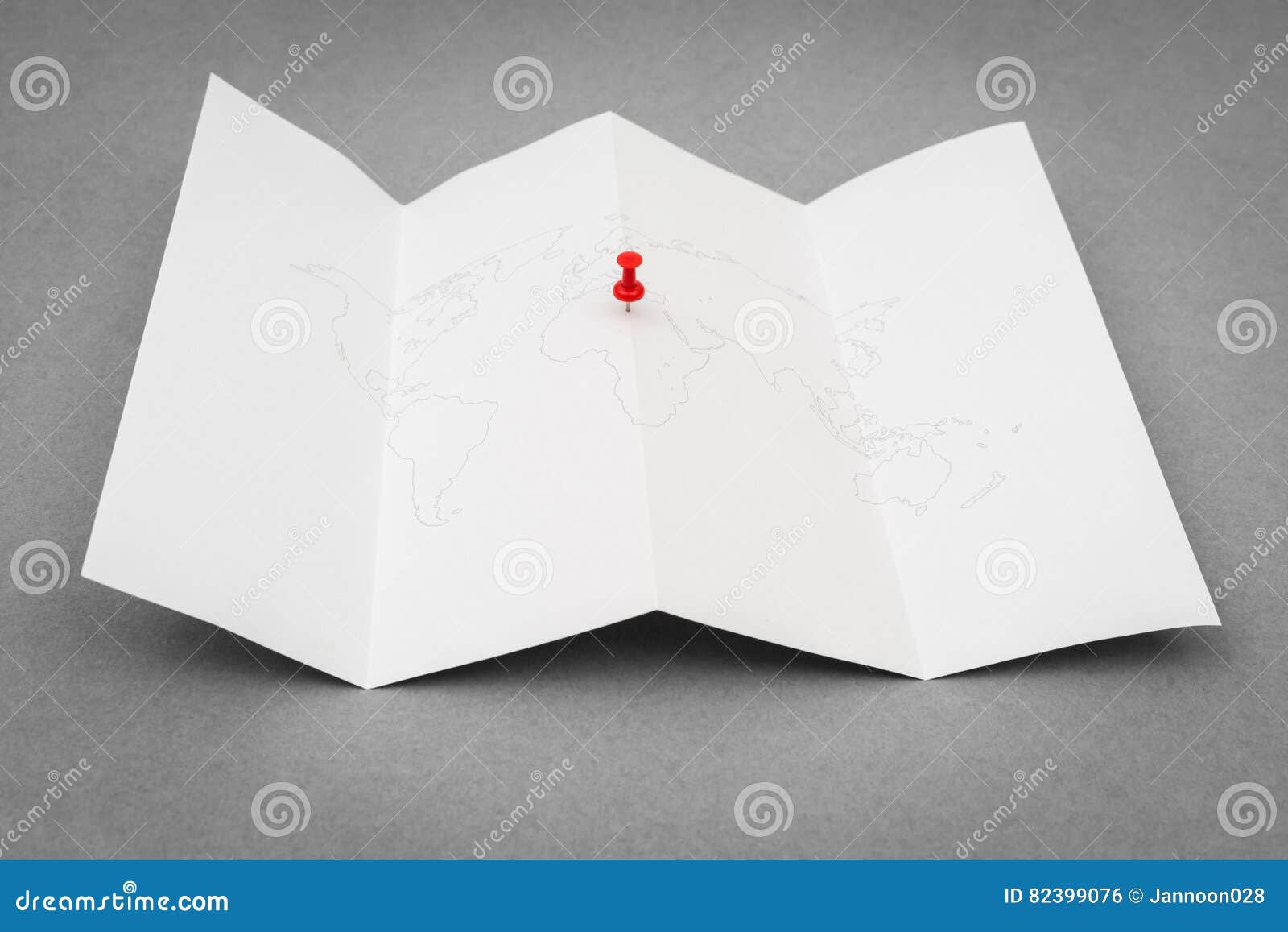 Paper Folded World Map with Red Pin Pointer . Stock Photo - Image of ...