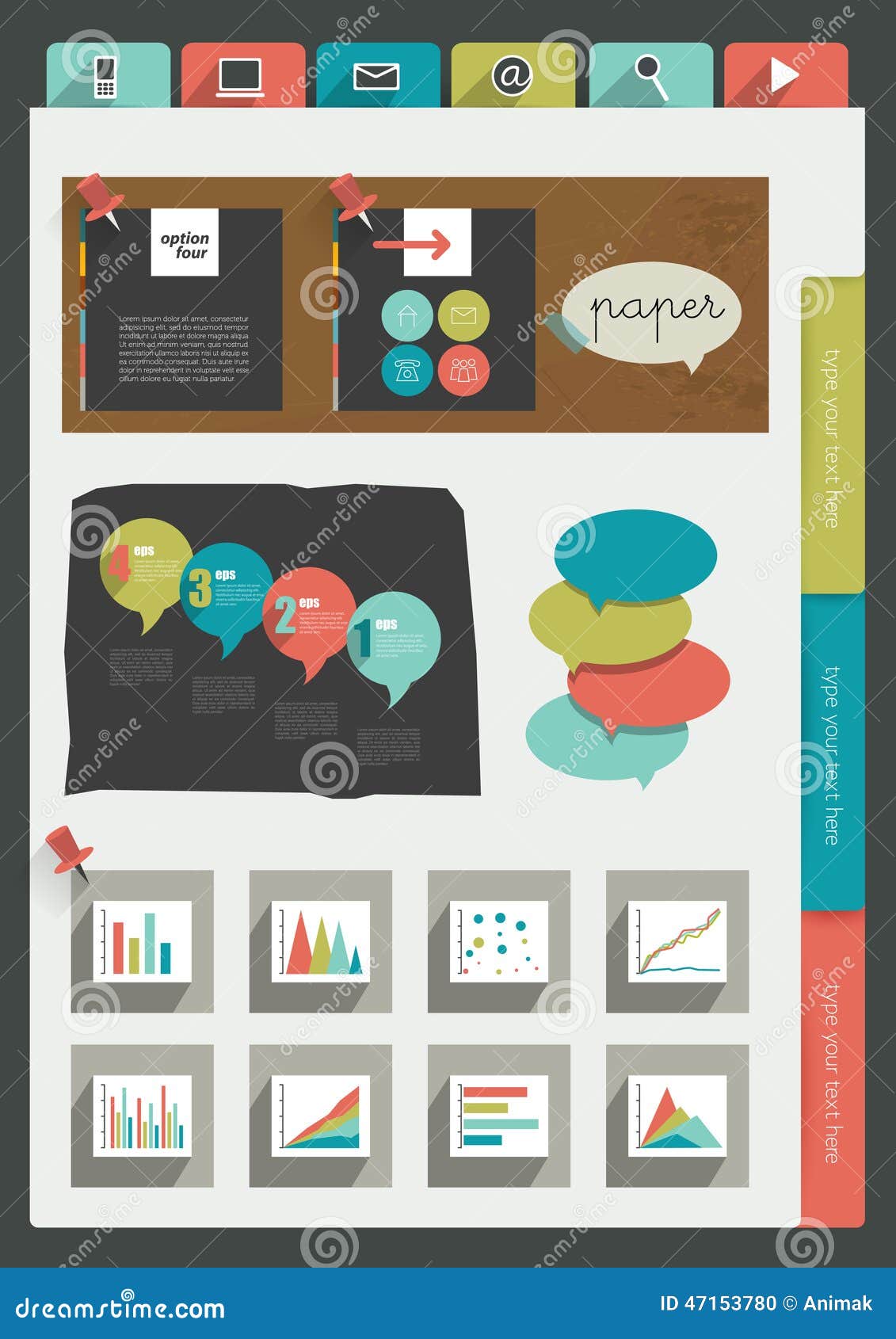 Paper Folder with Business Graphs. Stock Vector - Illustration of ...