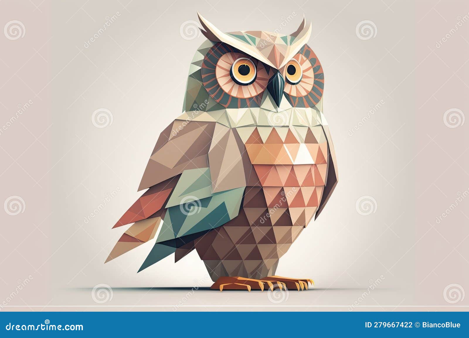 Paper Folding of Owl Graphic with Polygon Style Isolated on White ...