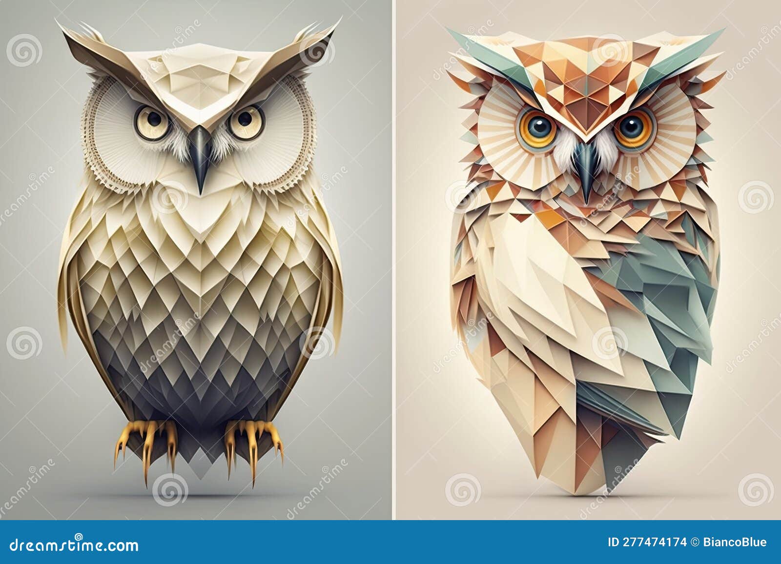 Paper Folding of Owl Graphic with Polygon Style Isolated on White ...