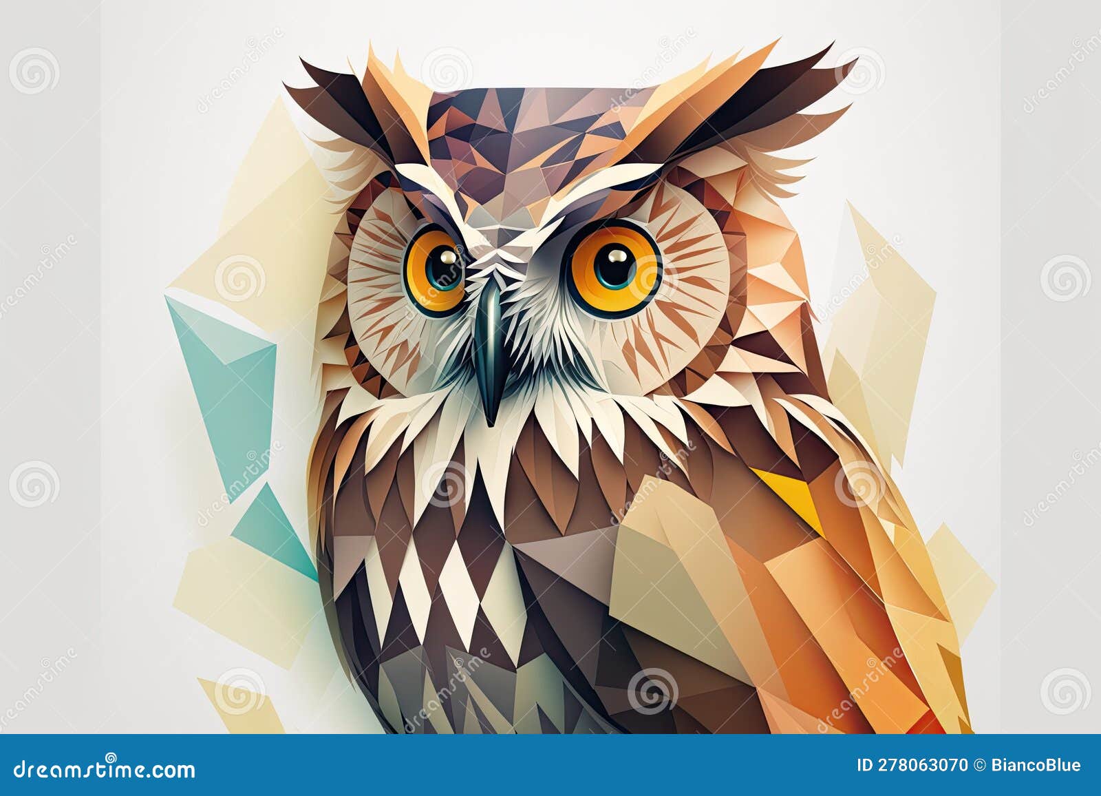 Paper Folding of Owl Graphic with Polygon Style Isolated on White ...