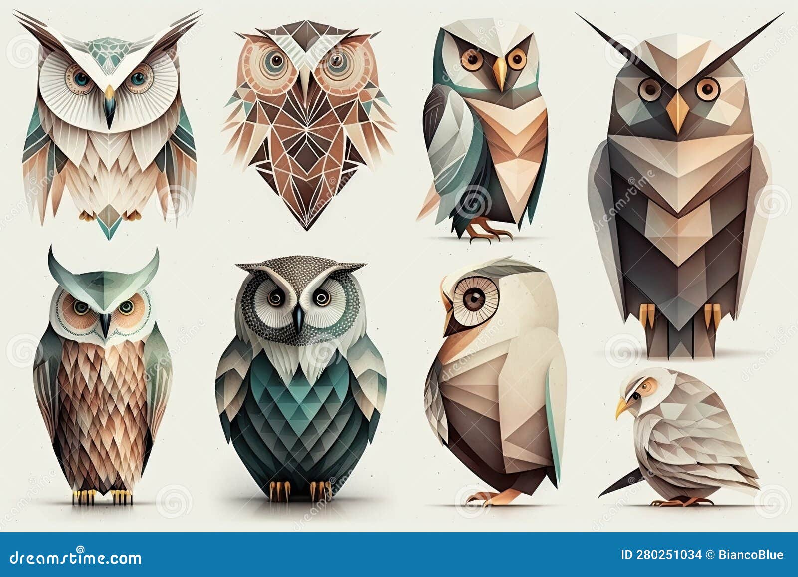 Paper Folding of Owl Graphic with Polygon Style Isolated on White ...