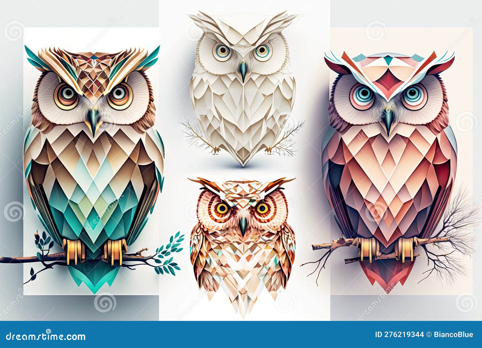 Paper Folding of Owl Graphic with Polygon Style Isolated on White ...