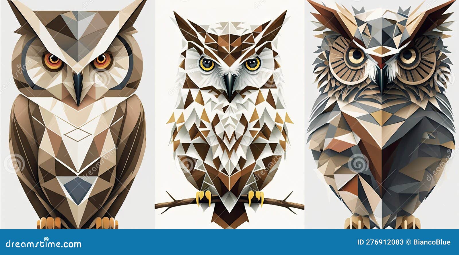 Paper Folding of Owl Graphic with Polygon Style Isolated on White Background. Stock Illustration ...