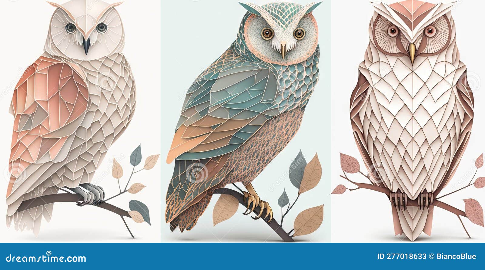 Paper Folding of Owl Graphic with Polygon Style Isolated on White ...