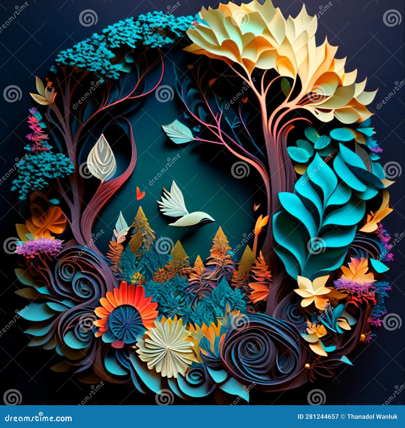 A Paper Forest Created Using Paper Quilling Techniques Would Involve ...