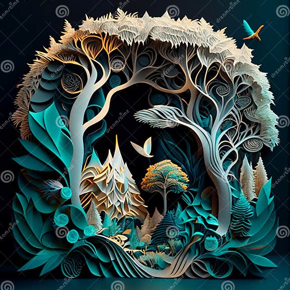 A Paper Forest Created Using Paper Quilling Techniques Would Involve ...