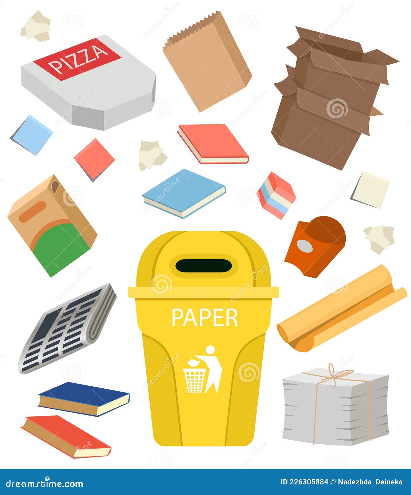 Paper Garbage. Cartoon Vector Illustration on White Background Stock ...