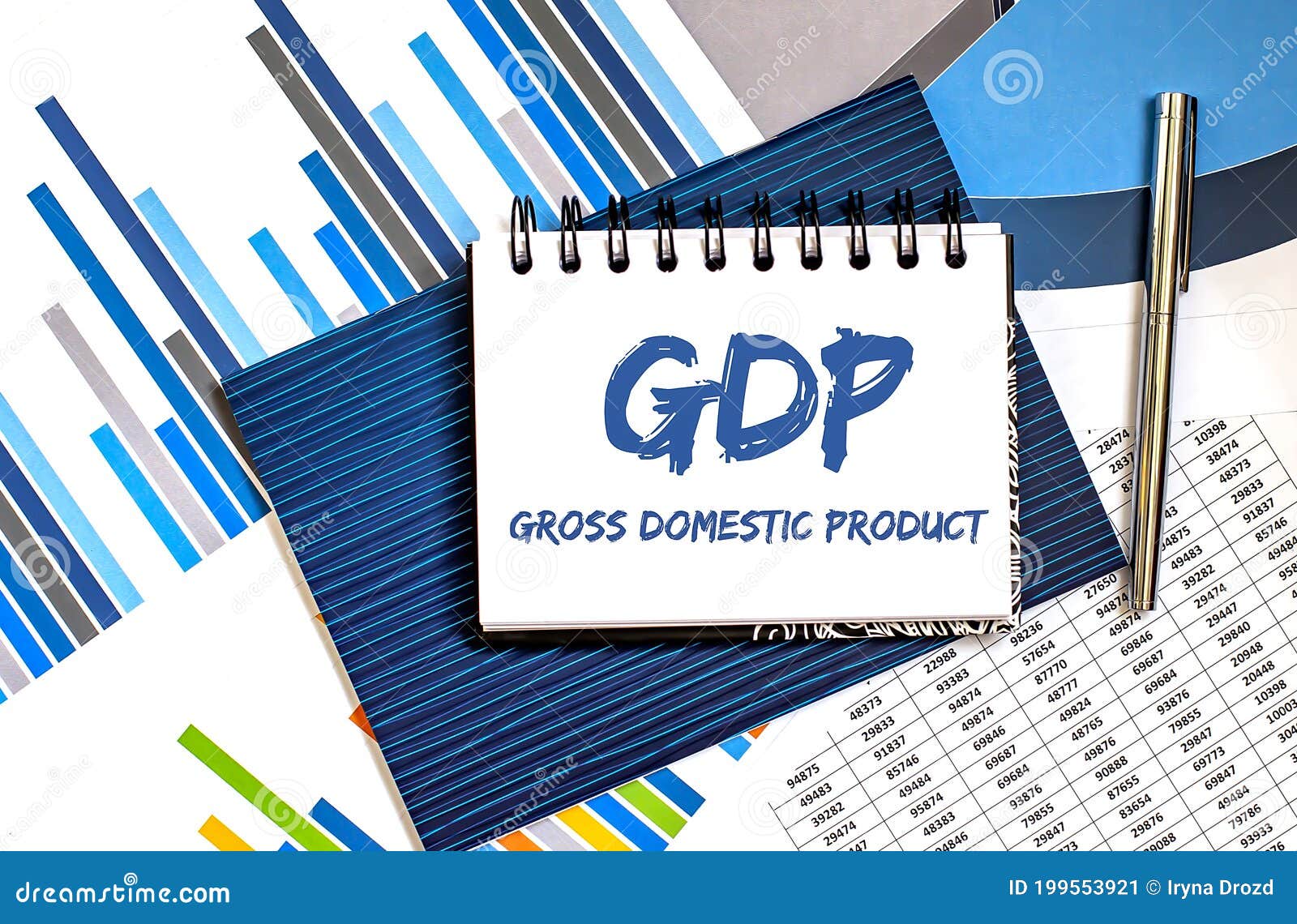 Paper with GDP on a Table with Charts and Pen Stock Image - Image of ...