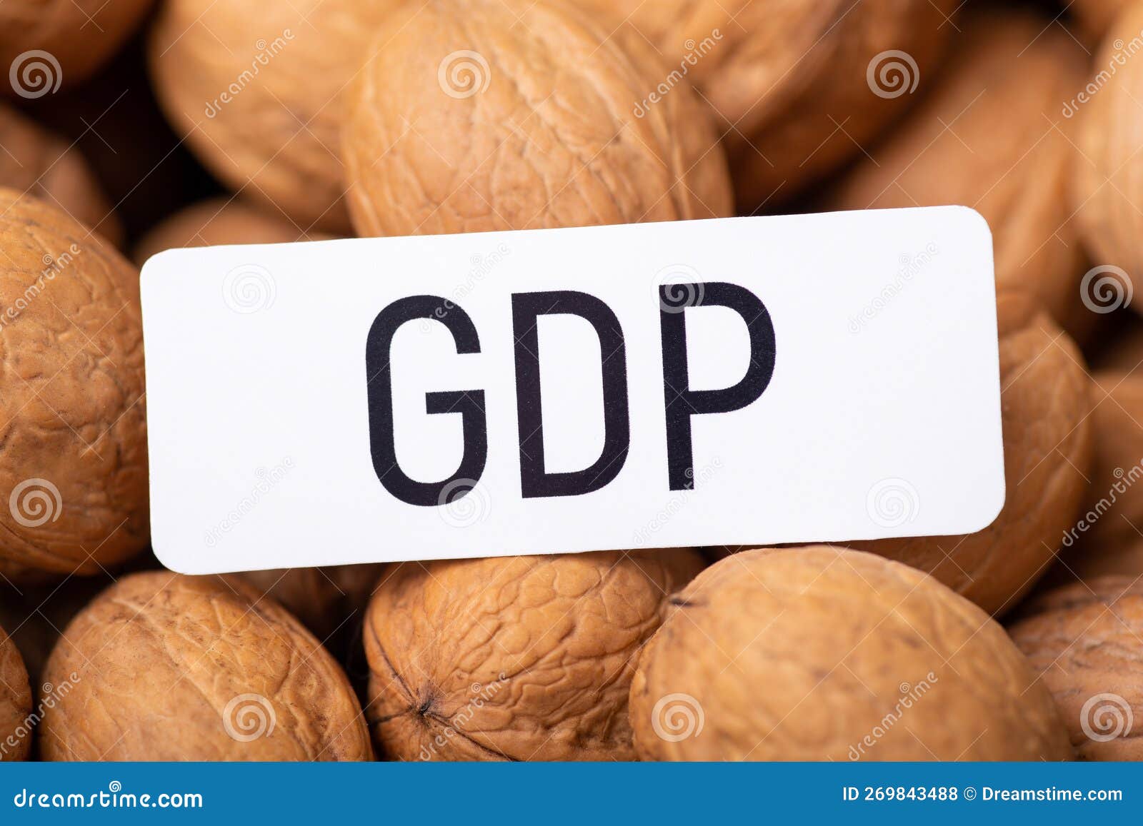 Paper GDP on walnuts stock photo. Image of sell, concept - 269843488