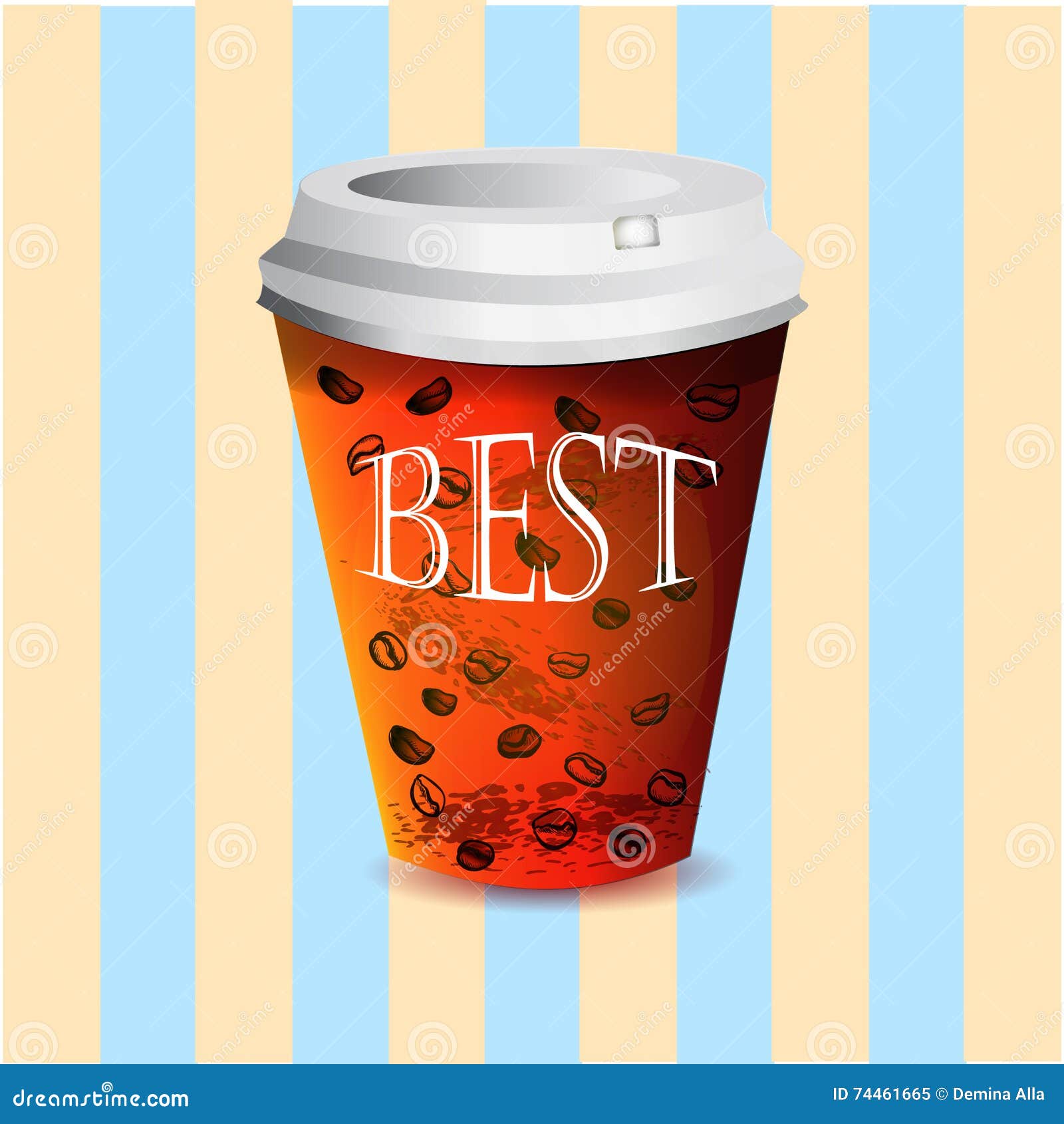 Paper glass with coffee stock vector. Illustration of cappuccino - 74461665