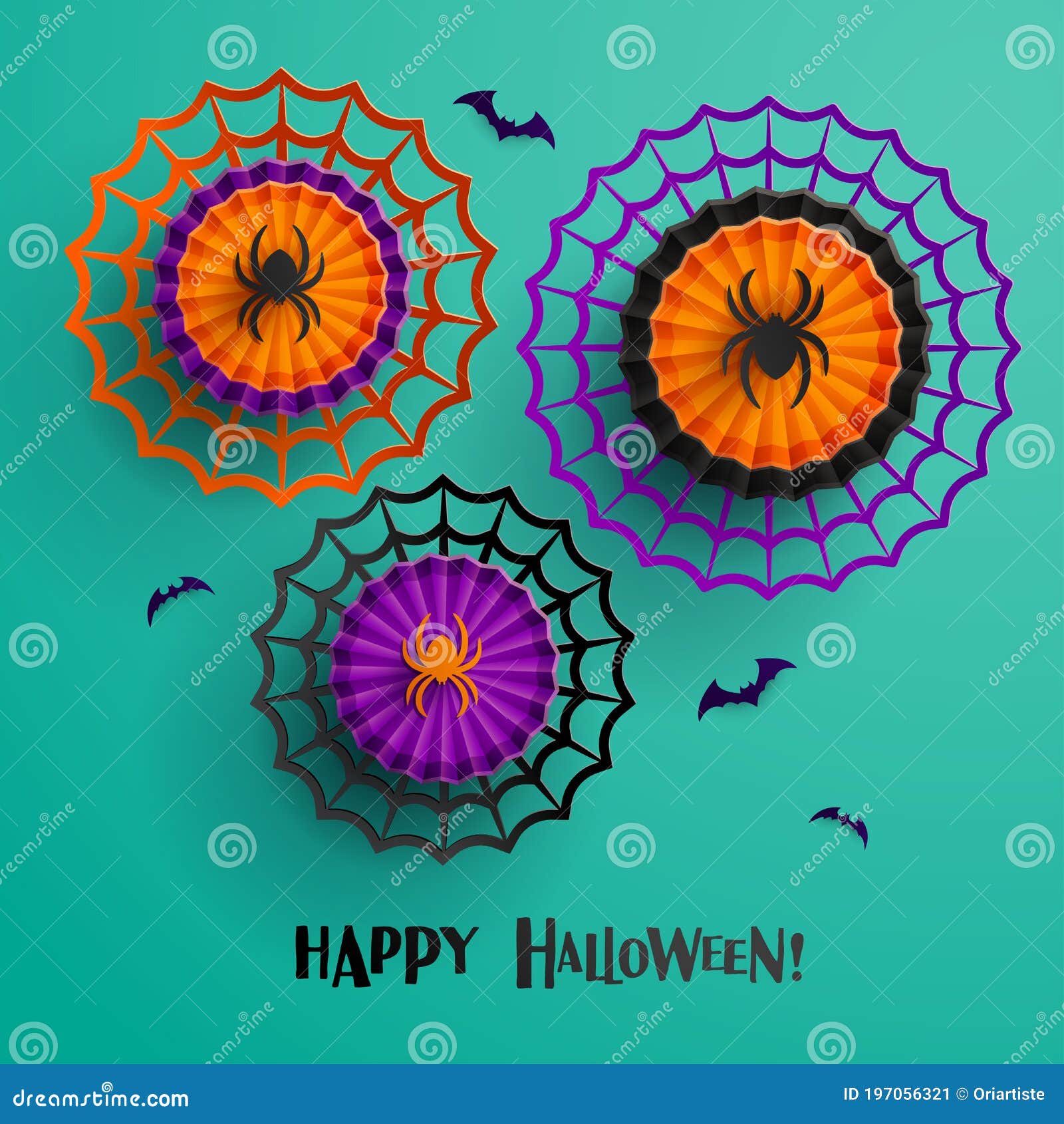 Paper Graphic of Halloween Decoration Design. Halloween Spider and ...