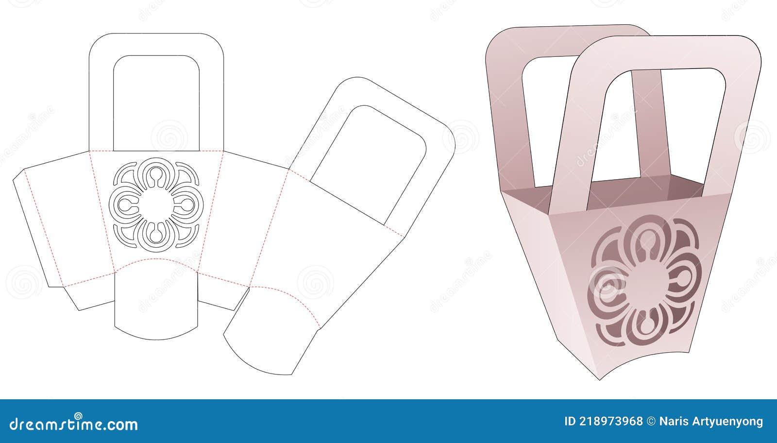 Paper Handles Bag with Stenciled Mandala Pattern Die Cut Template Stock ...