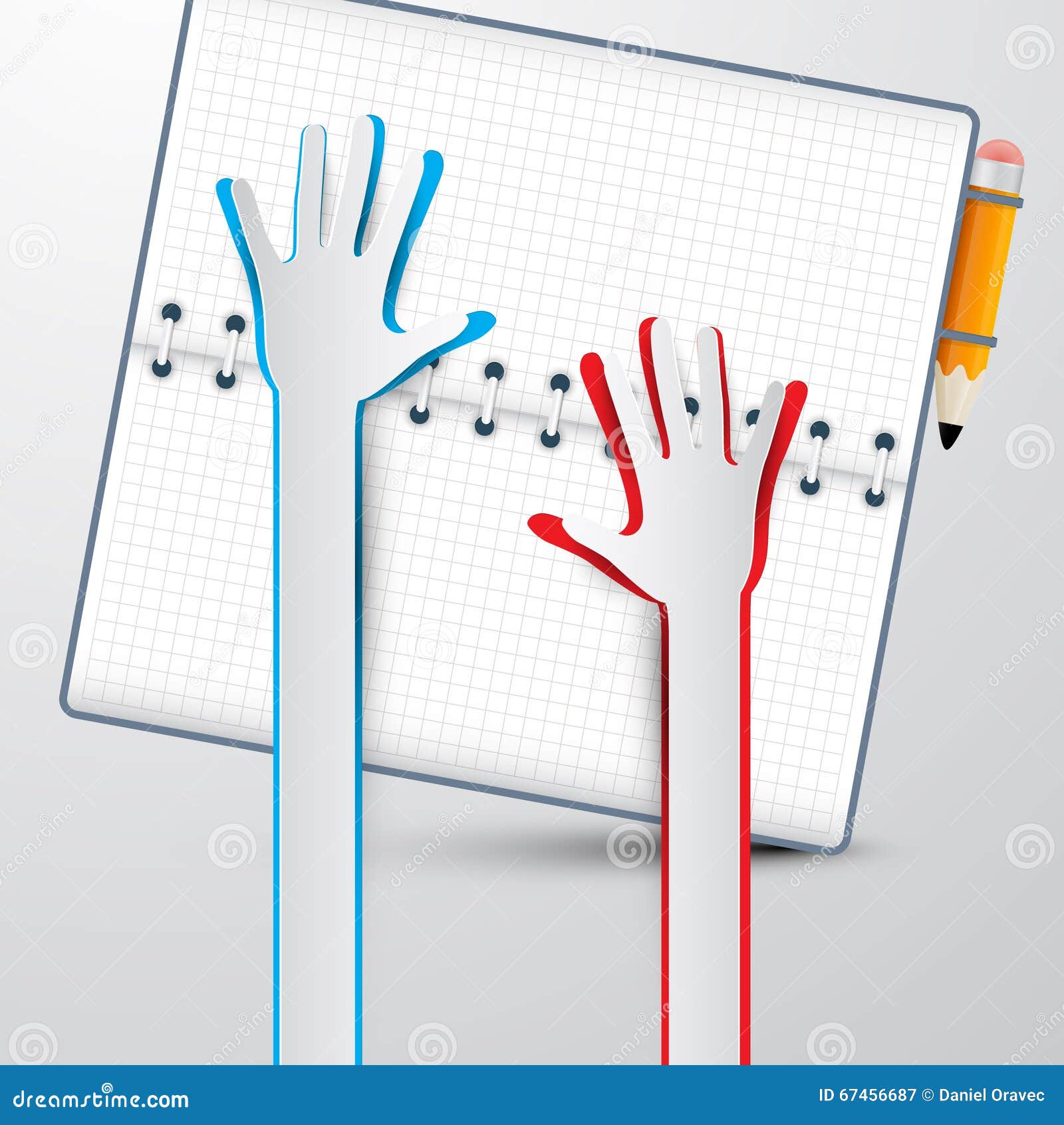 Paper Hands with Notebook Vector Stock Vector - Illustration of school ...