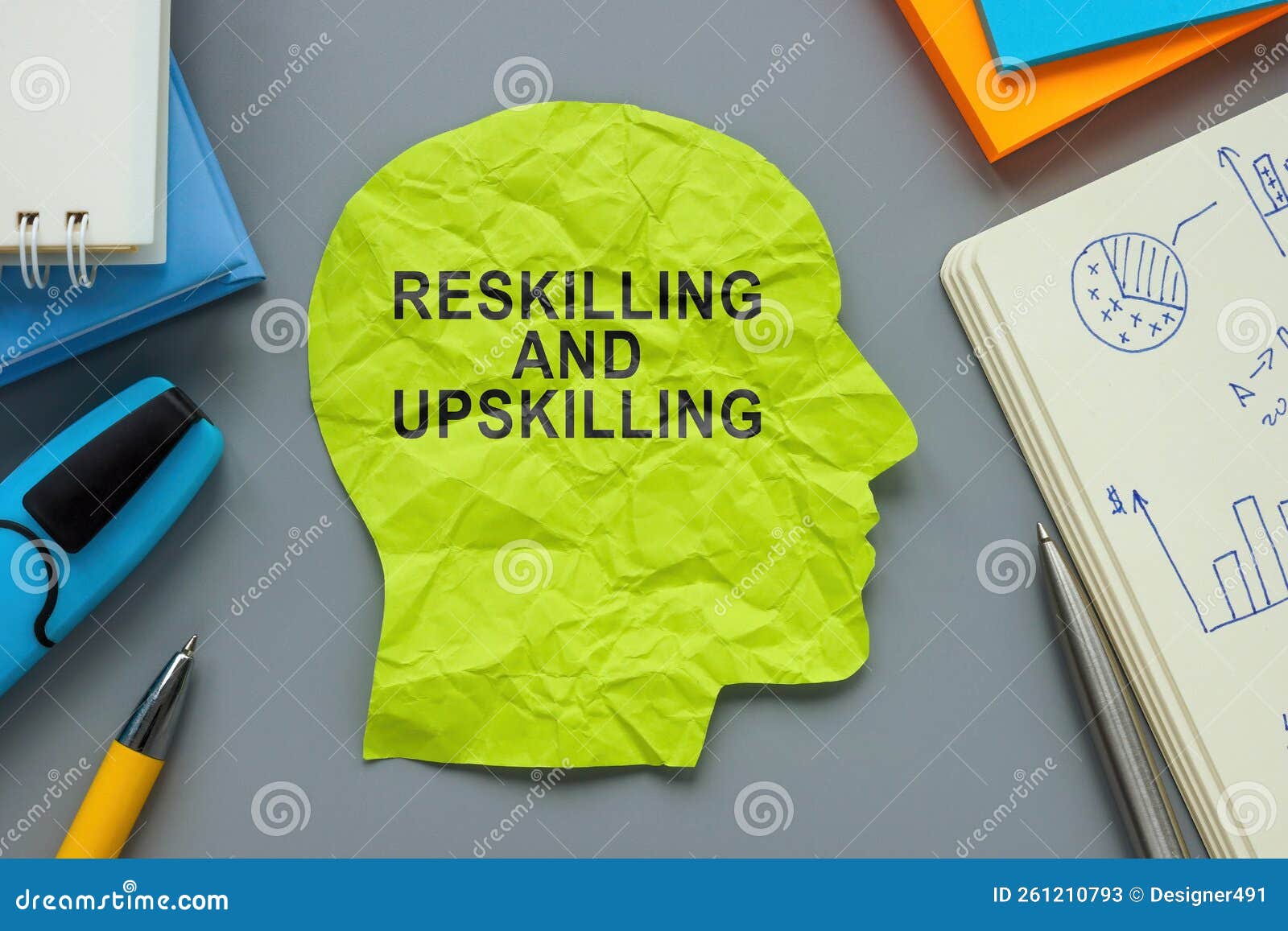 A Paper Head with Inscription Reskilling and Upskilling. Stock Image ...