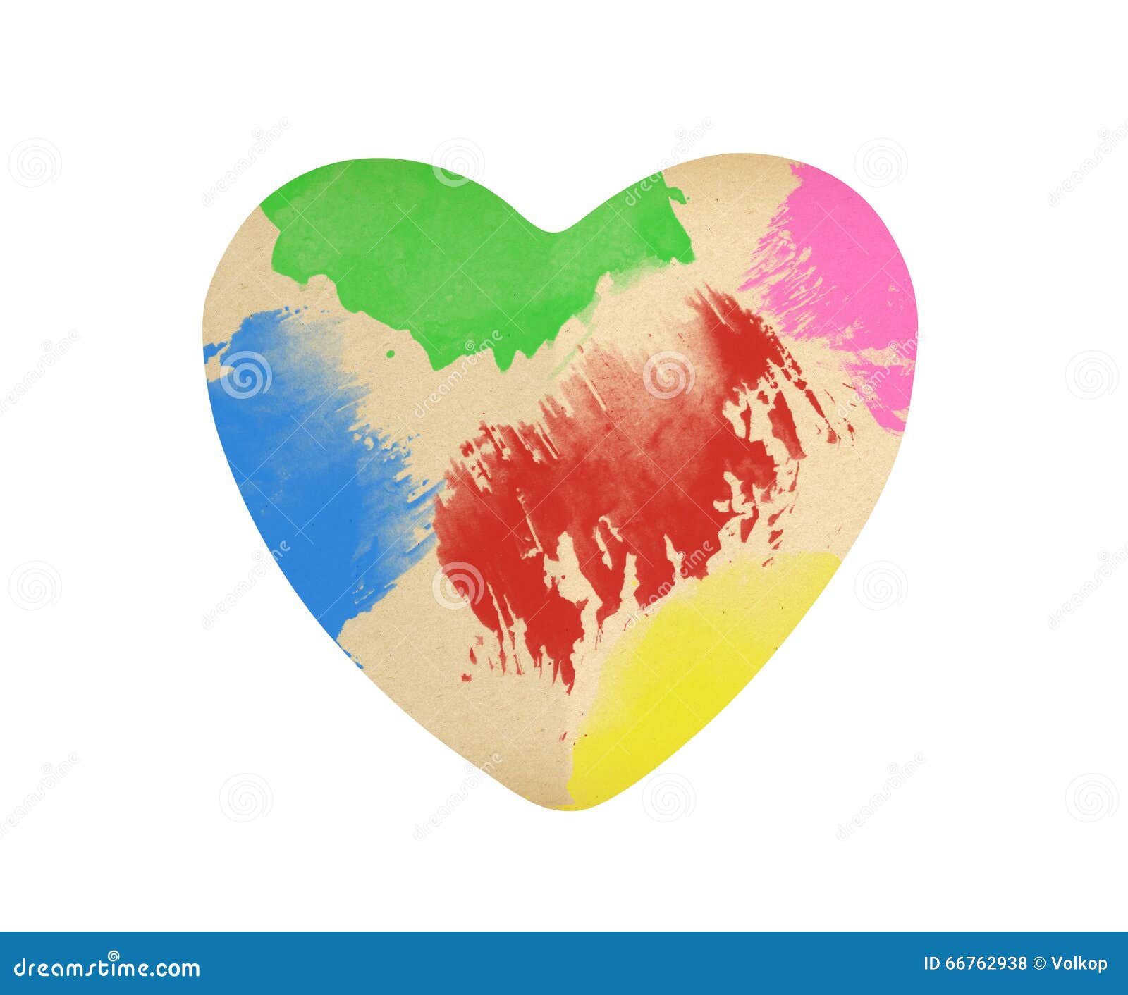 Paper Heart in Color Paint Isolated on White Background Stock Photo ...