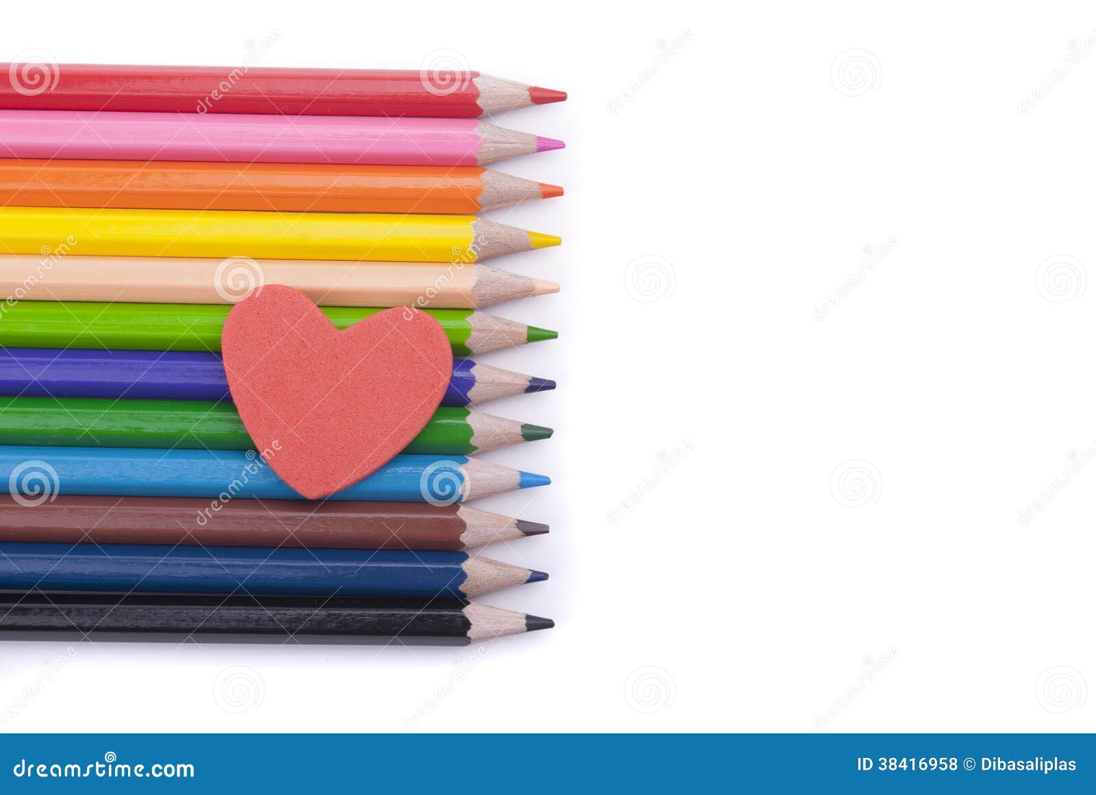 Paper Heart on Colored Pencils. Stock Photo - Image of school, office ...