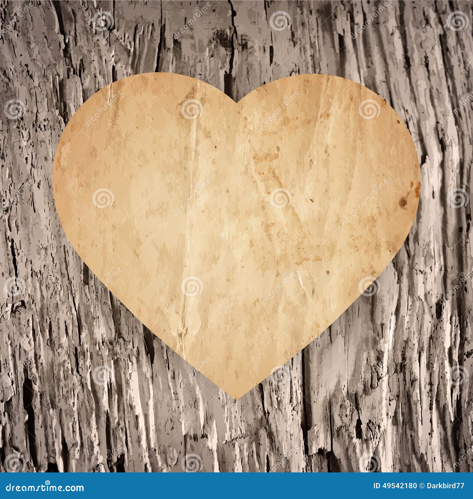 Paper Heart on the Old Wood Background Stock Illustration ...