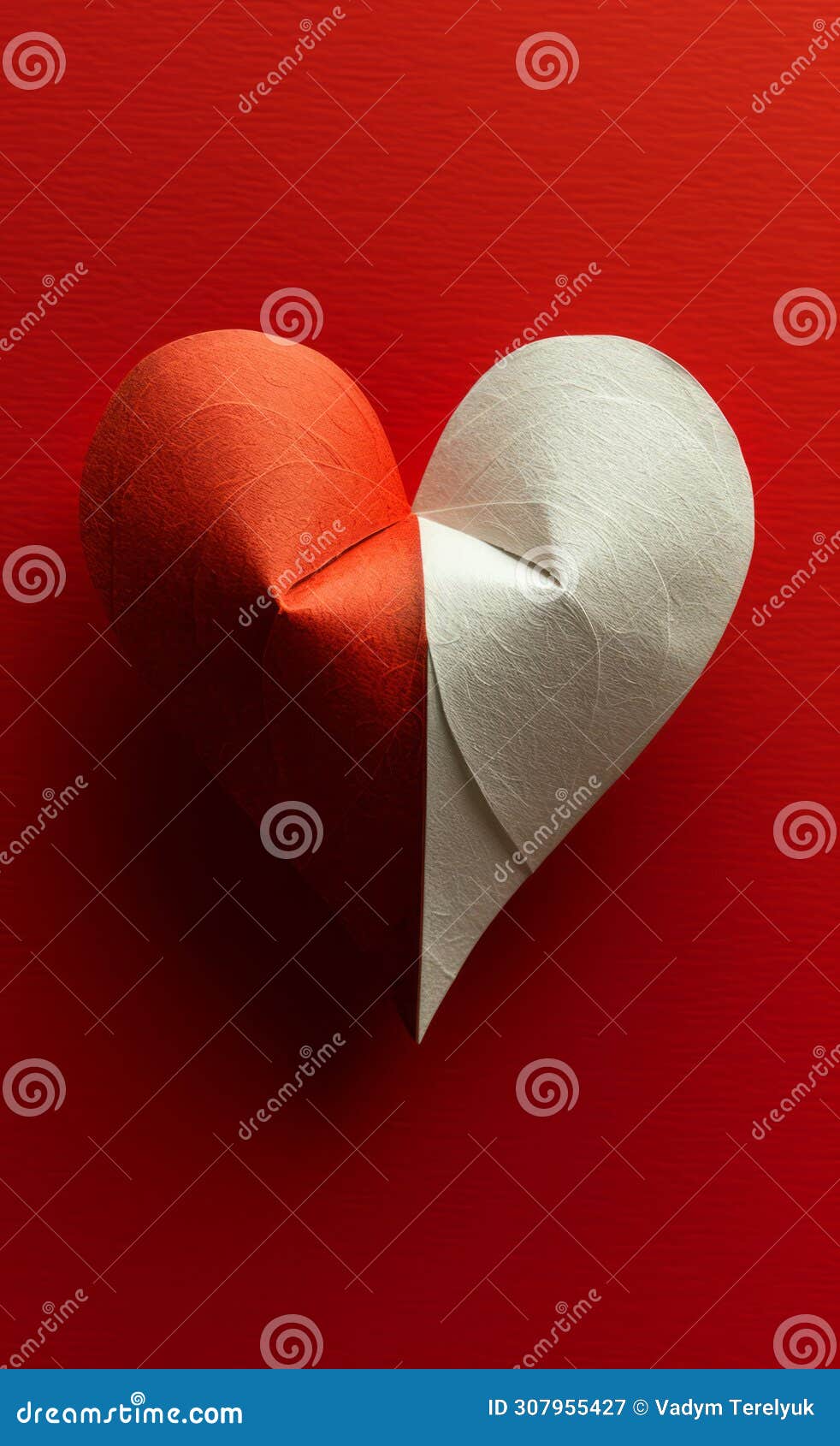 Paper Heart is Split in Half Symbolizing Broken Heart Stock ...