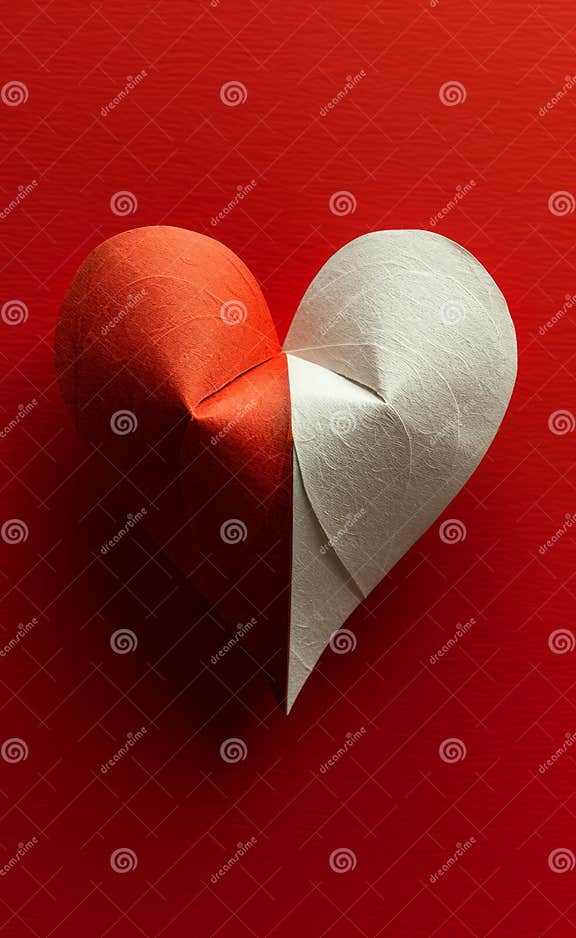 Paper Heart is Split in Half Symbolizing Broken Heart Stock ...