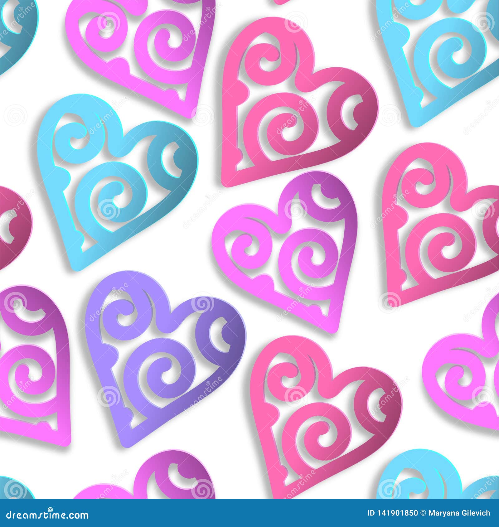 Paper Hearts Seamless Pattern Stock Vector - Illustration of light ...