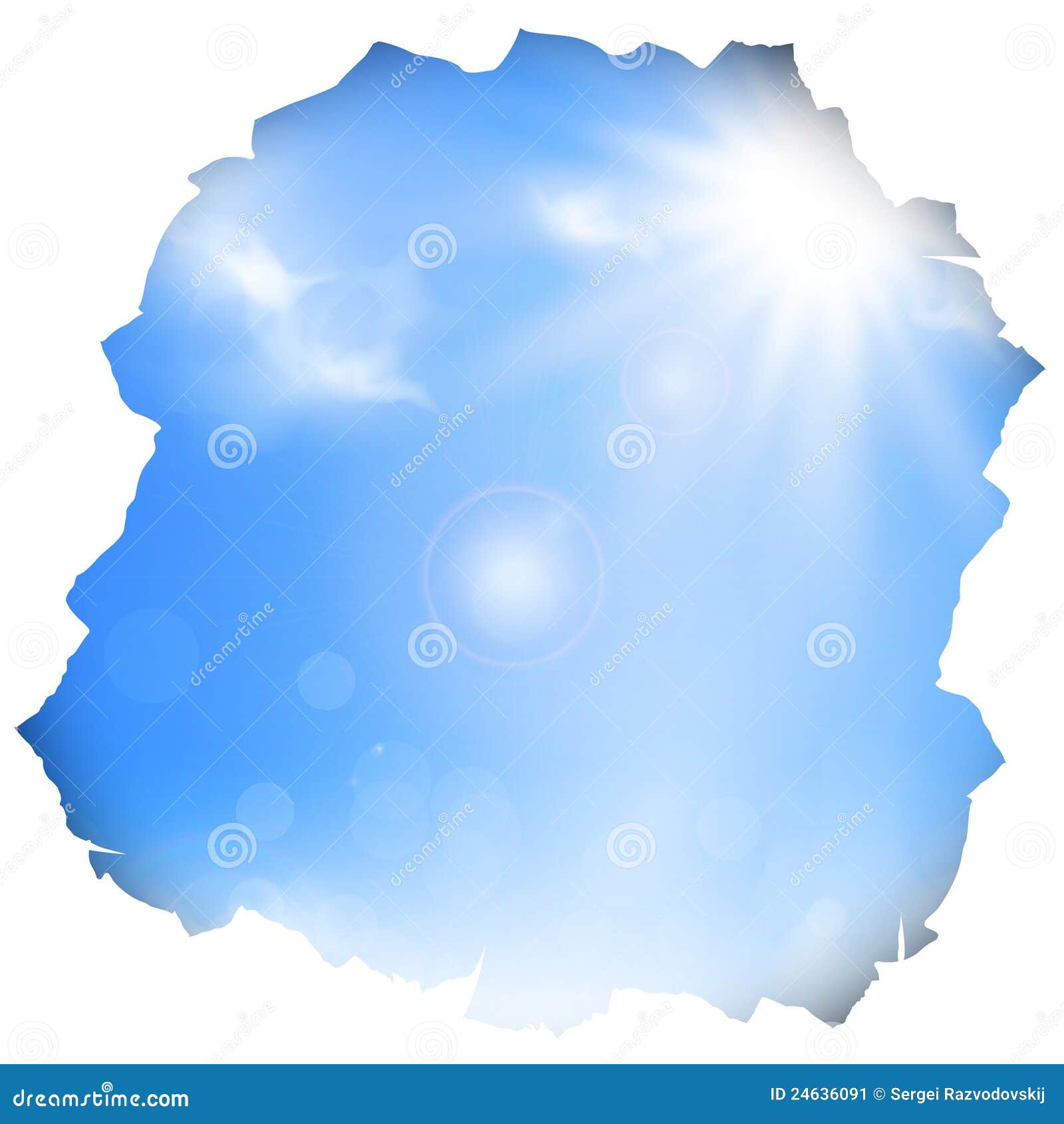 Paper Hole with Blue Sky and Sun Stock Vector - Illustration of open ...